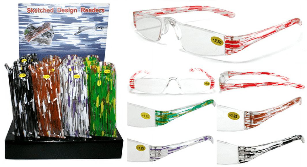 MAXIMIZE 24 Pairs Reading Glassses Display | Clear Rimless Reading ...