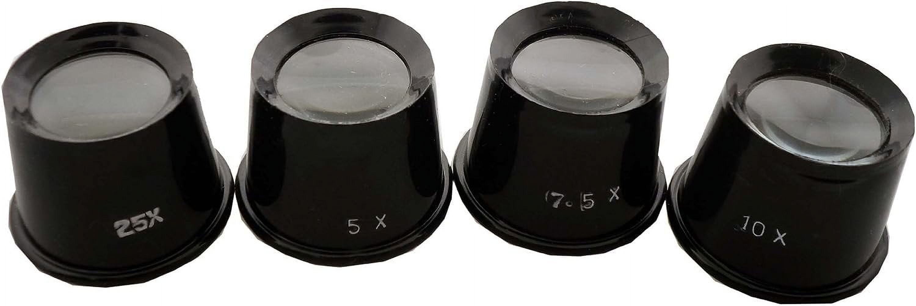 MAXIMIZE 4 Piece Jeweler's Loupe Set | Black Frames | Powers: 2.5X , 5X ...
