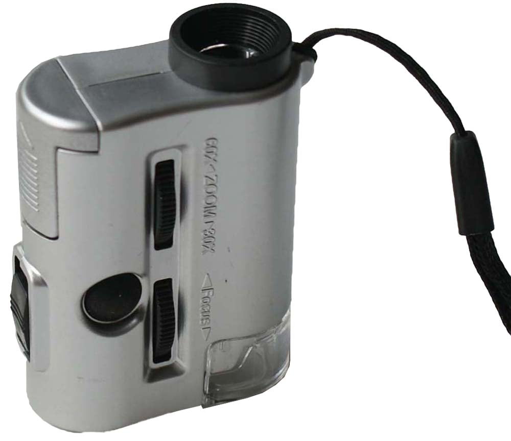MAXIMIZE Ultra Tiny 30X-60X Microscope | LED & UV Lights | Zoom Lens ...