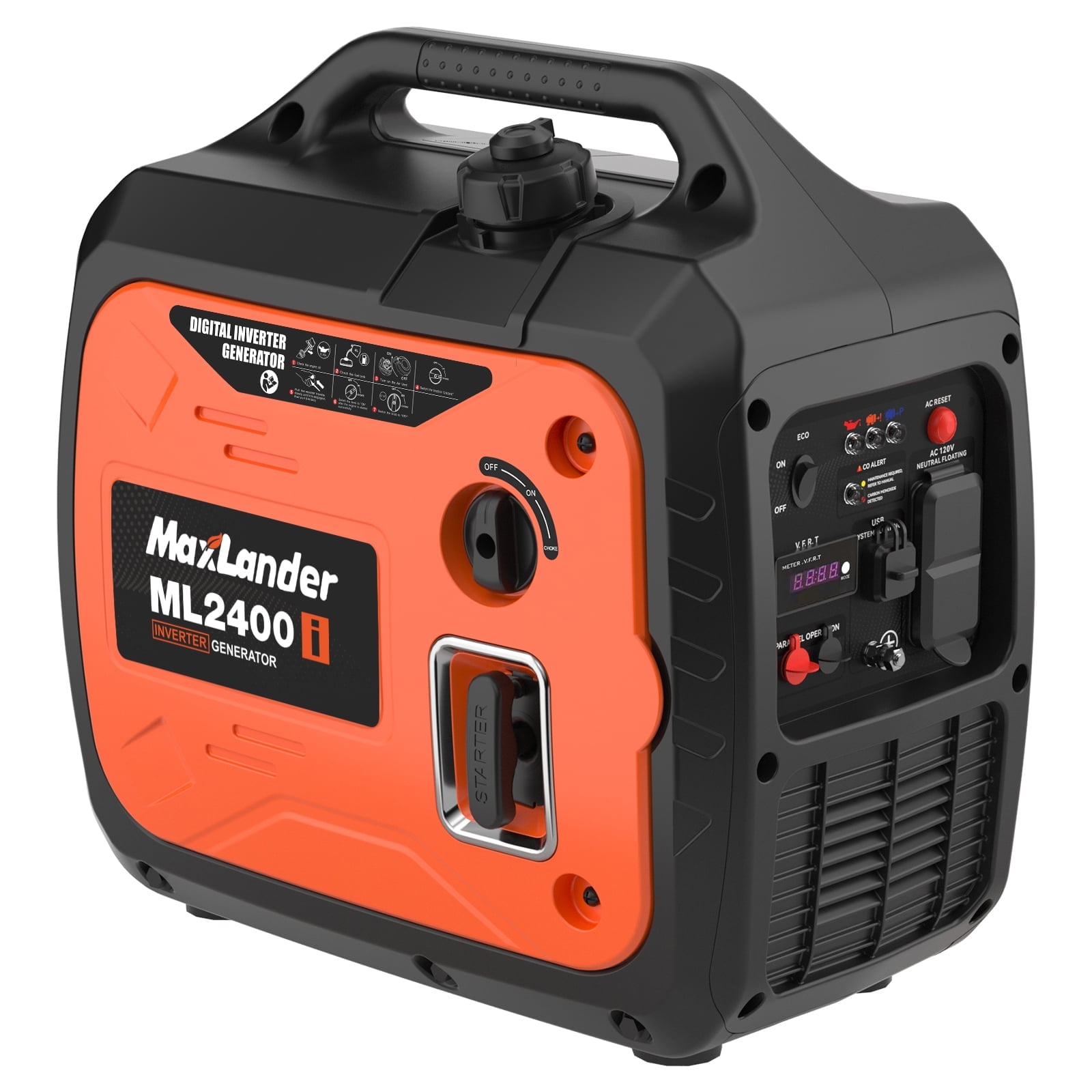 MAXLANDER 2400-Watt Portable Inverter Generators, 120V Quiet Outdoor ...