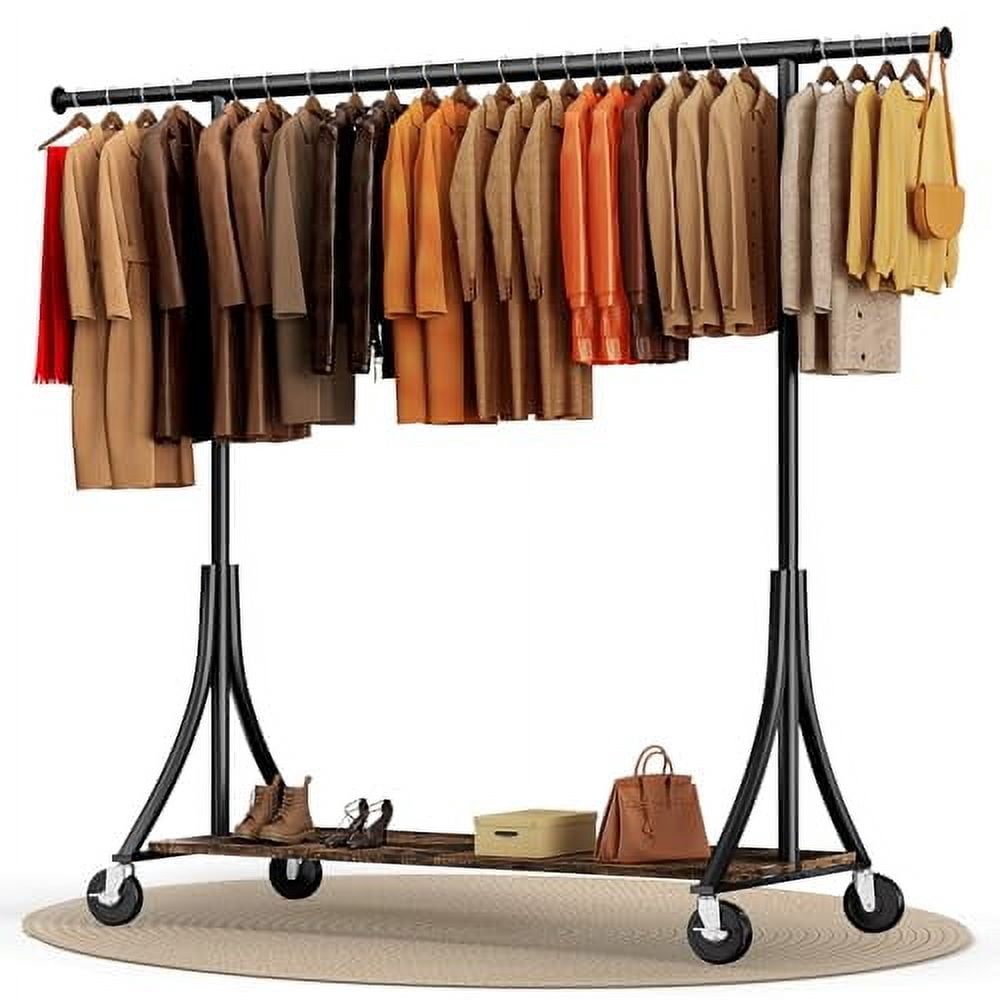 MAXLEAD Clothes Rack, Clothing Rack with Wood Shelves 500 LBS Heavy ...