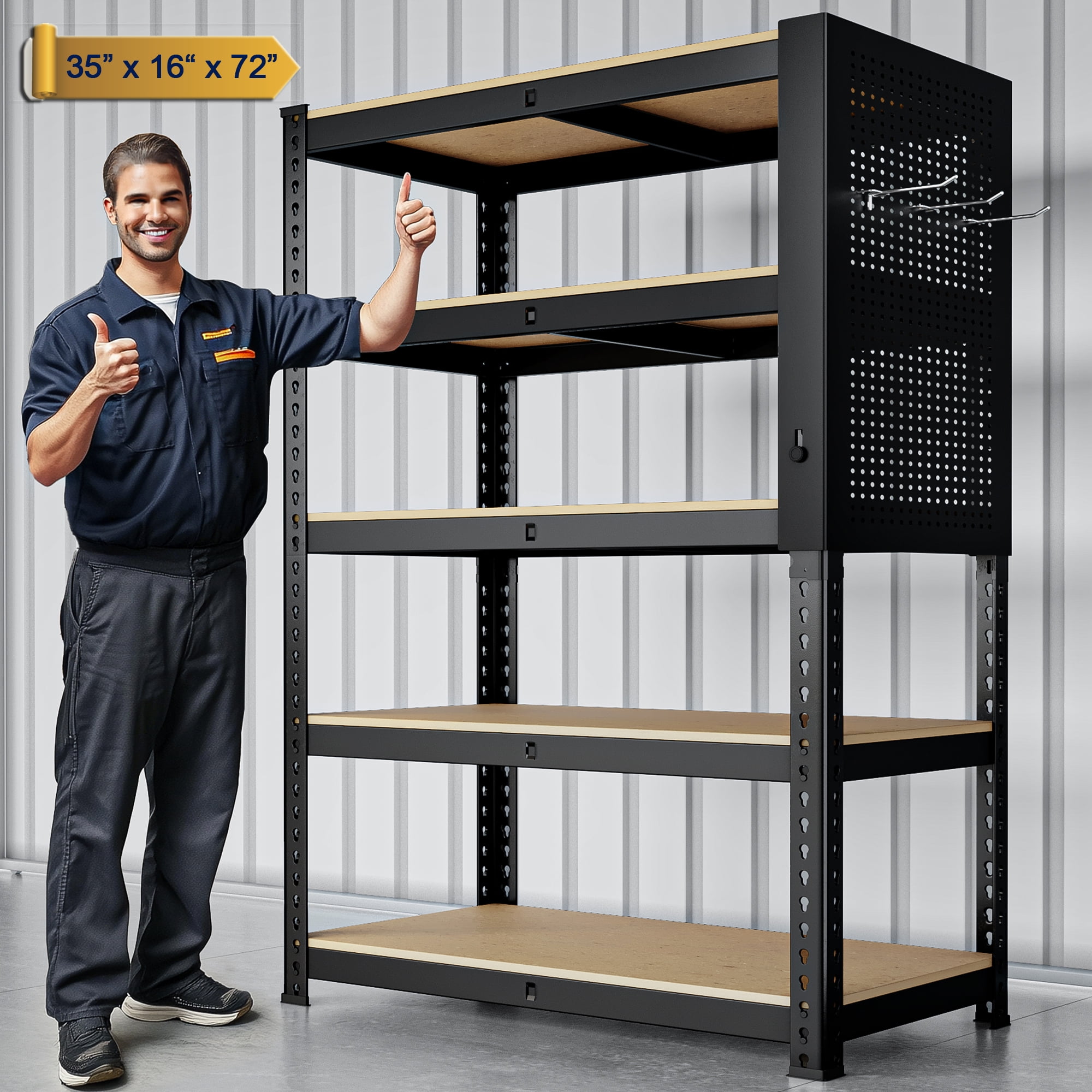 "MAXLEAD Heavy Duty 5-Tier Metal Garage Storage Shelves, Black ...