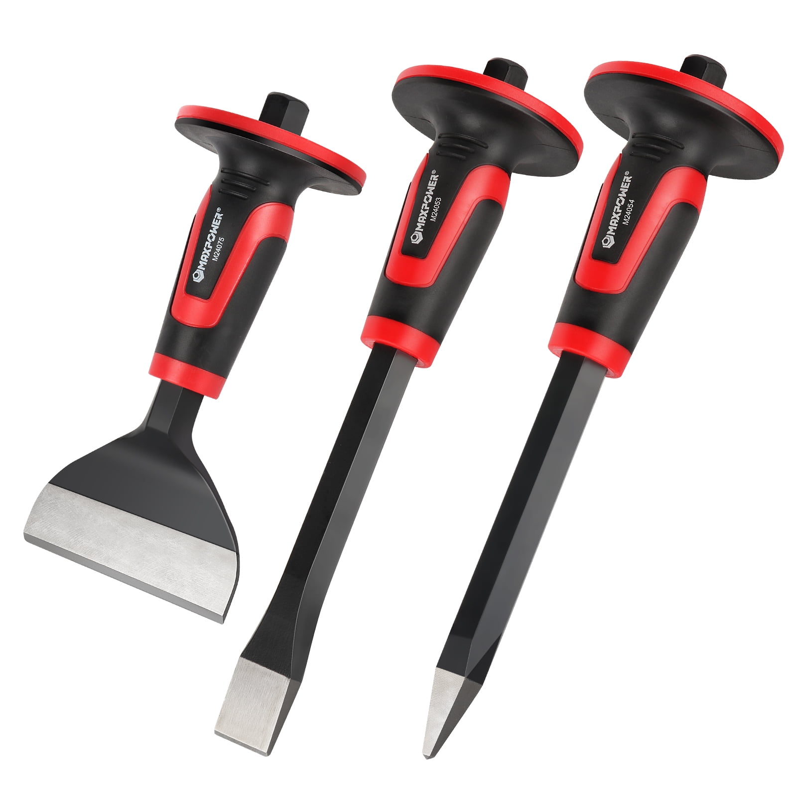 MAXPOWER 3PCS Masonry Tool Set, 11in Point & Flat Chisels, 8in Brick ...