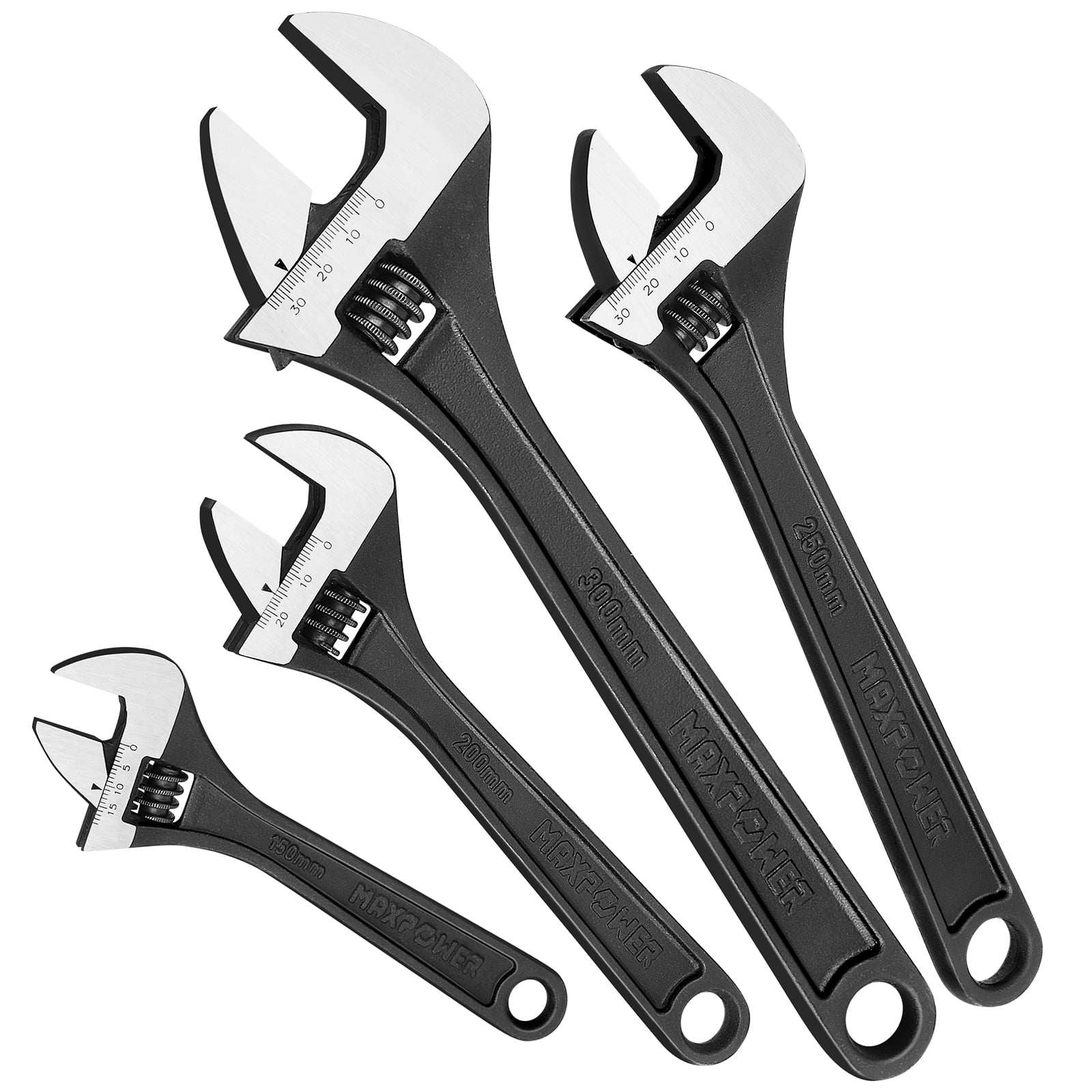 MAXPOWER Adjustable Wrench Set, Forged, Heat Treated, Black Phosphate ...