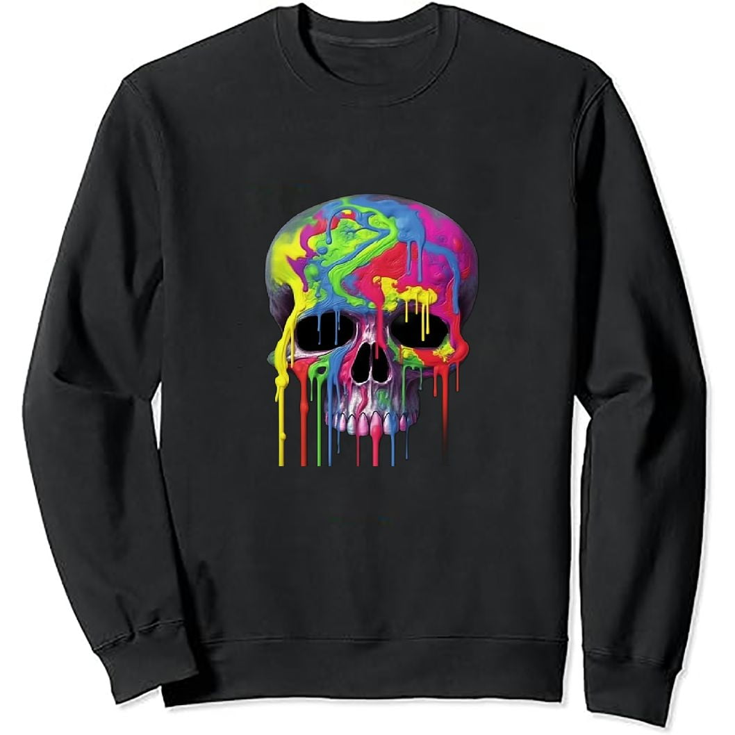MAXPRESS Colorful Paint Dripping Skull - Paint Drip Skeleton Head ...