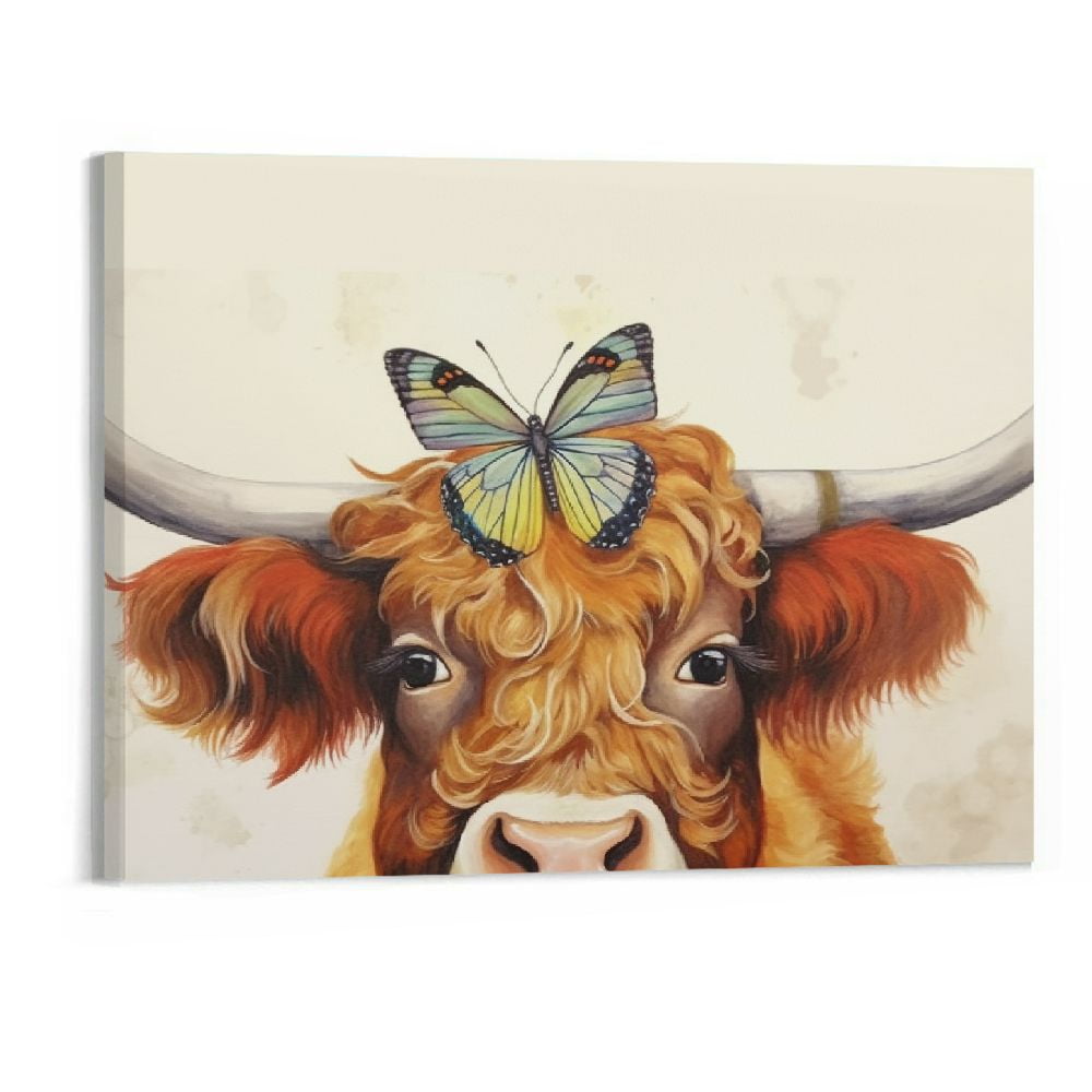 MAXPRESS Cute Highland Cow Print Decor Rustic Farmhouse Wall Decor ...