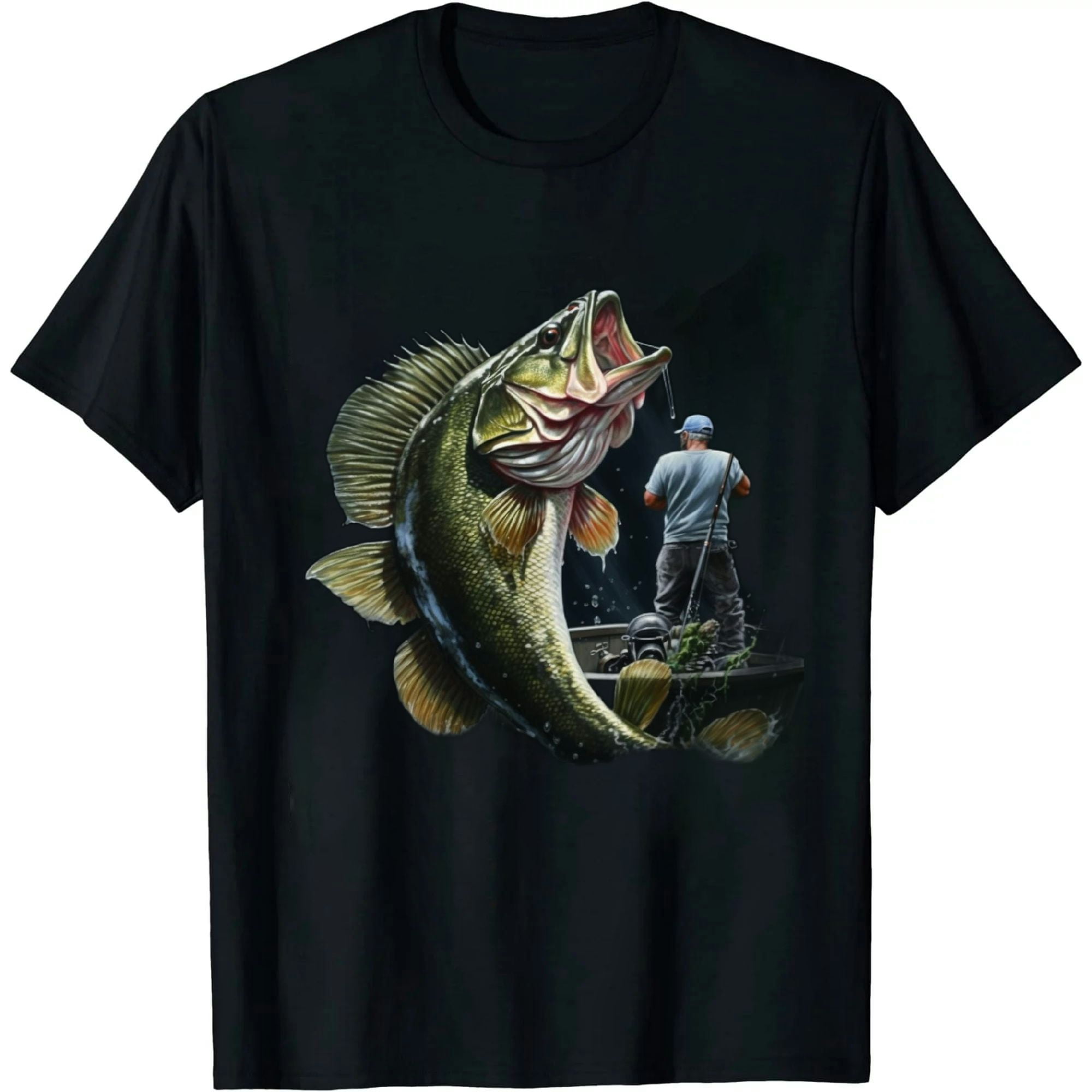 MAXPRESS Fishing Graphic T-Shirt Large Mouth Bass Fish T-Shirt ...