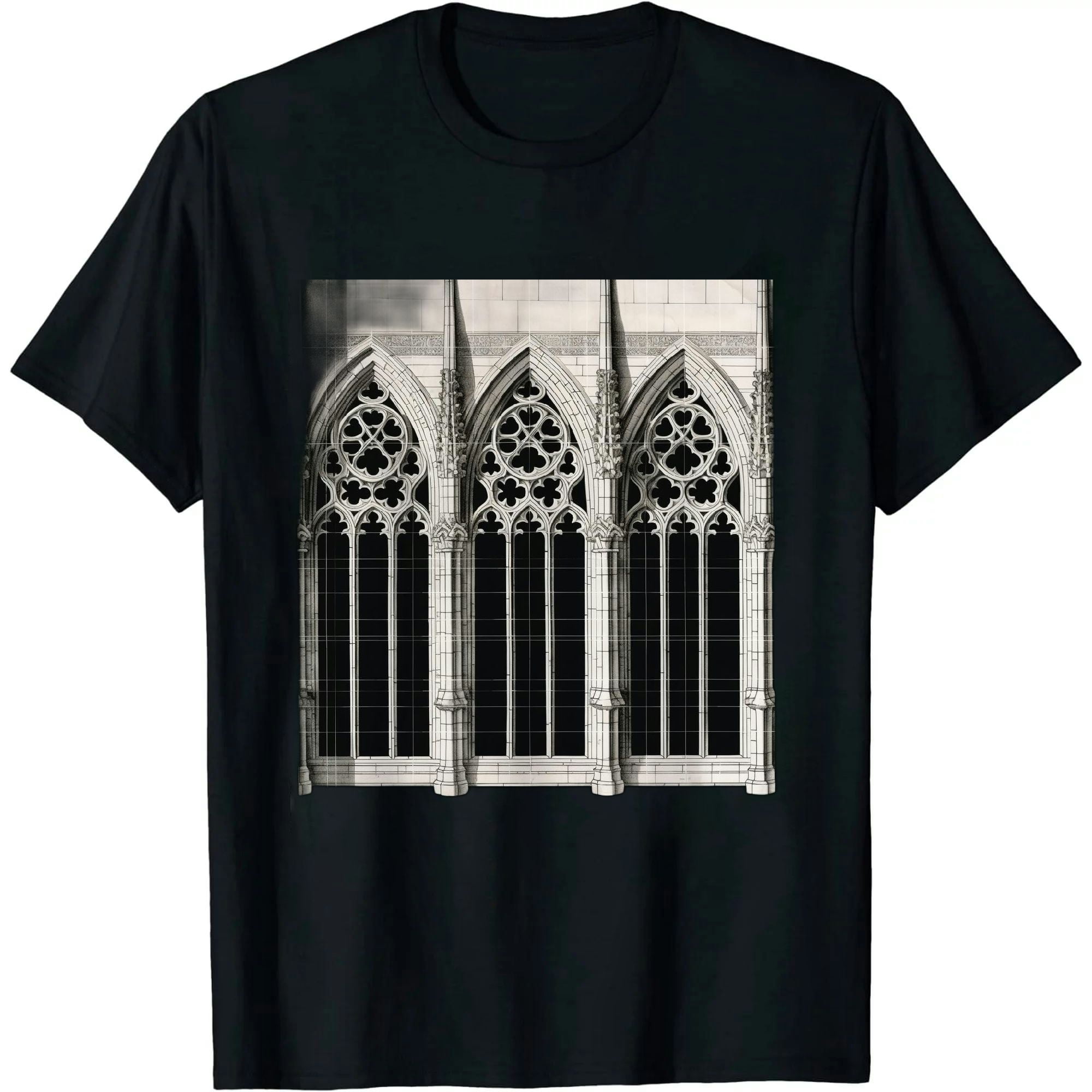 MAXPRESS Gothic Architecture Schematics - Cathedral Windows T-Shirt ...