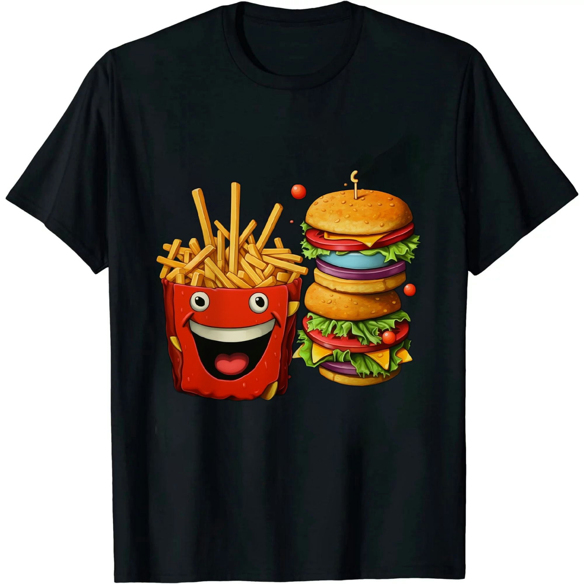MAXPRESS Hamburger Burger Fast Food French Fries T-Shirt - Walmart.com