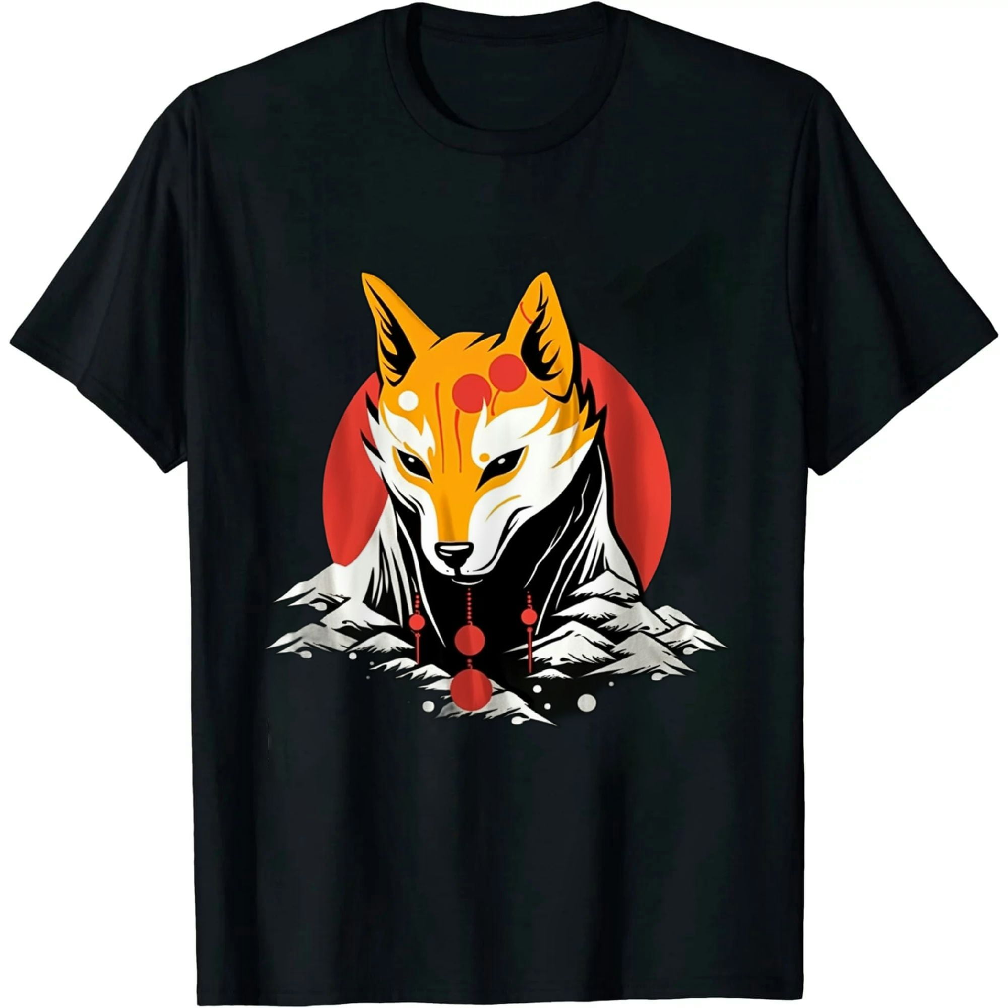 MAXPRESS Japanese Fox Cute Funny Kitsune Kami Anime Kawaii Inari Fox T ...