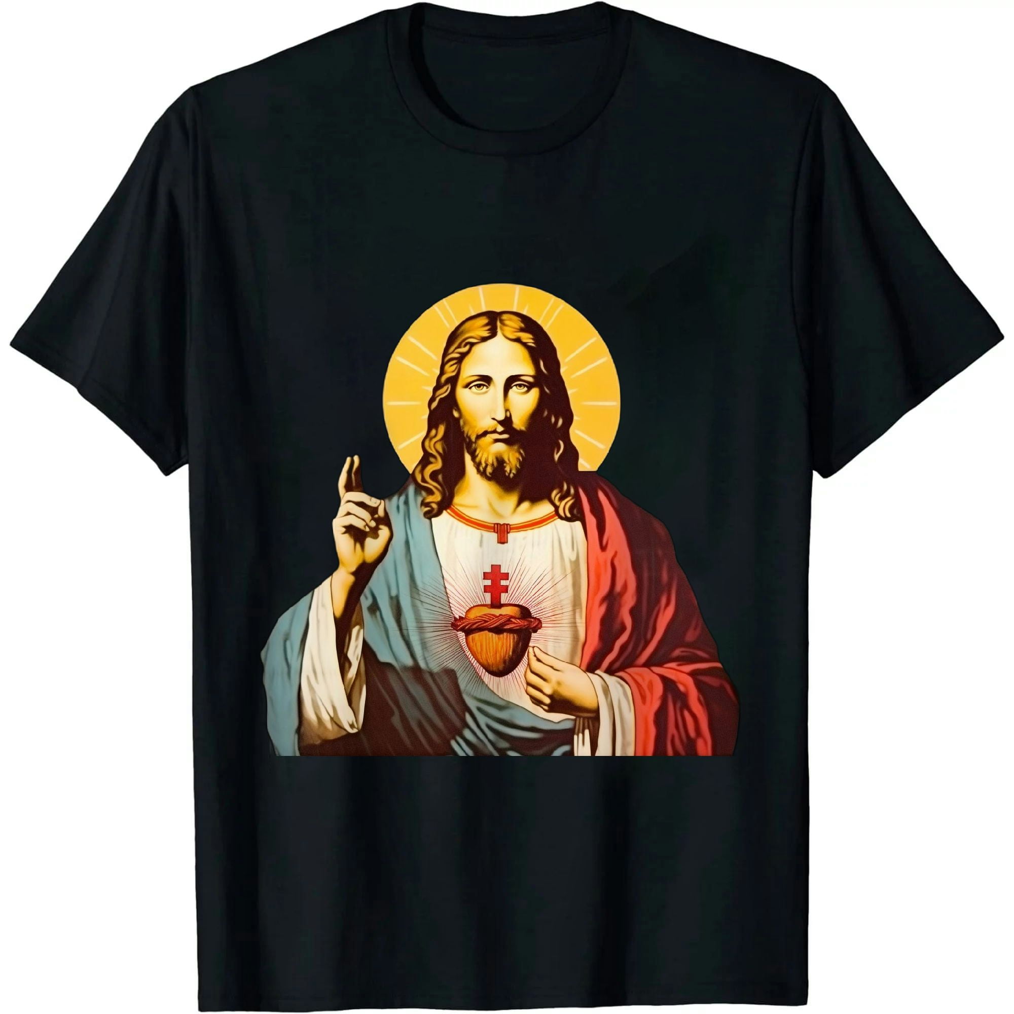 MAXPRESS Jesus Christ Sacred Heart Peace Sign Portrait T-Shirt ...