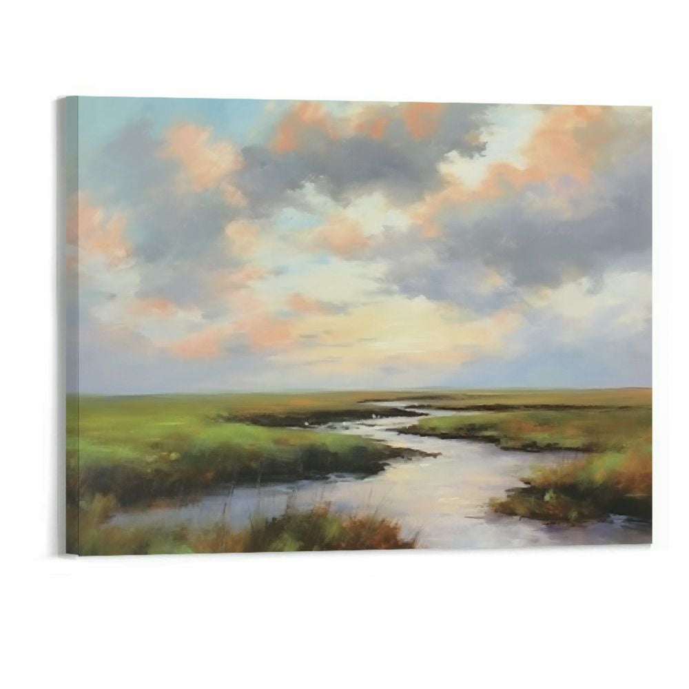 MAXPRESS Natural River Landscape Oil Painting: Hand Painted Nature ...