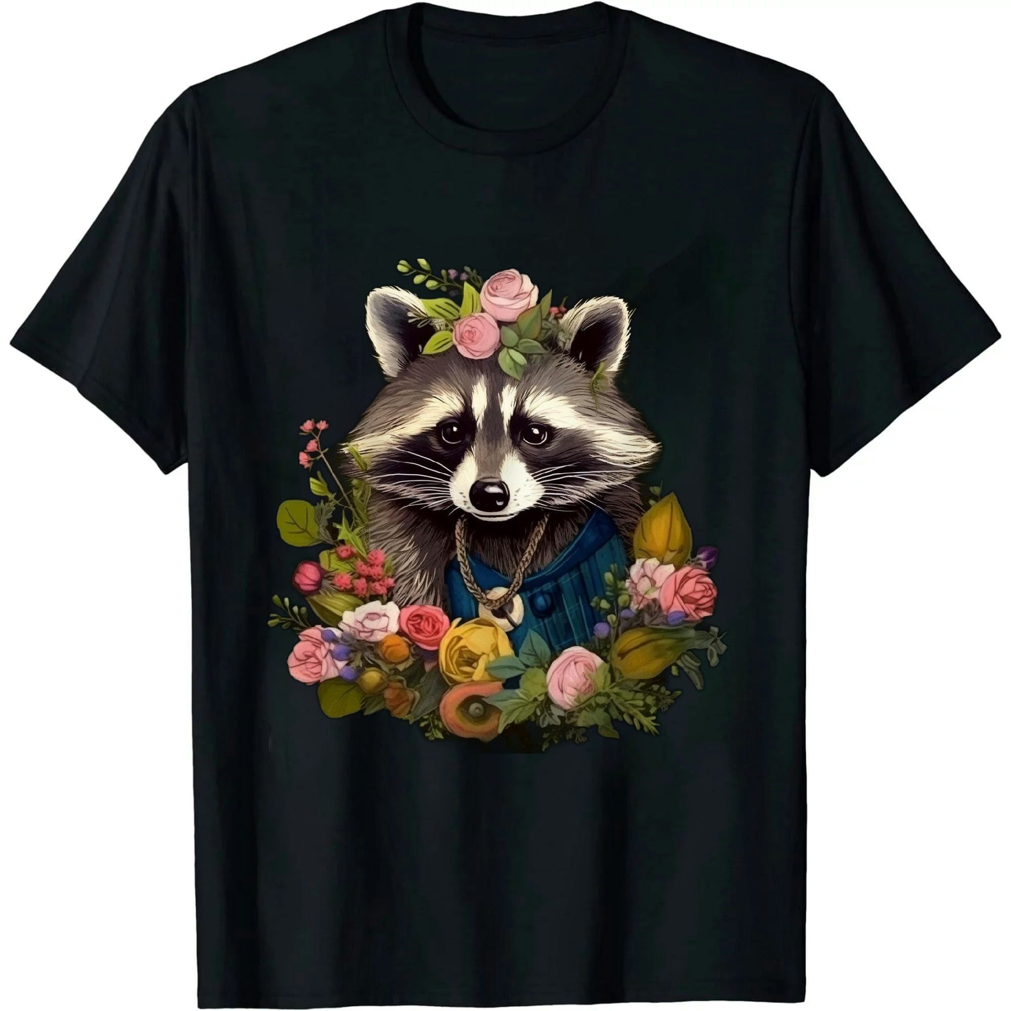 MAXPRESS Raccoon Shirt Floral Raccoon Face Trash Panda Raccoon Lover T ...