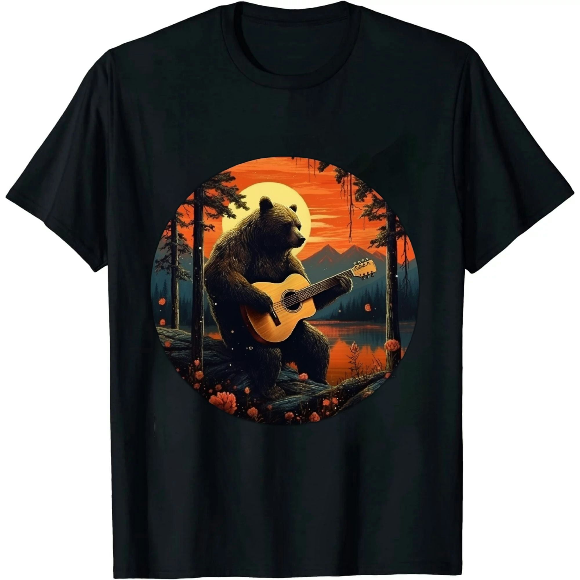 MAXPRESS Retro Cottagecore Bear Playing Guitar Guitarist Music Lovers T ...