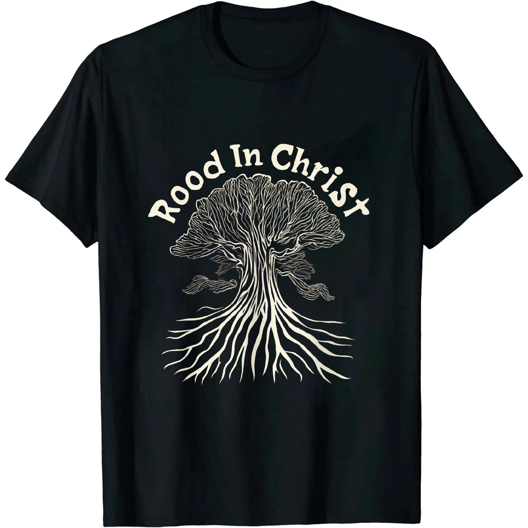 MAXPRESS Rooted in Christ Tree Roots Mens Christian Short Sleeve T ...