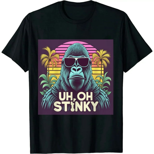 MAXPRESS Uh Oh Stinky Poop Le Monke 80s Vaporwave Outrun Style T-Shirt ...