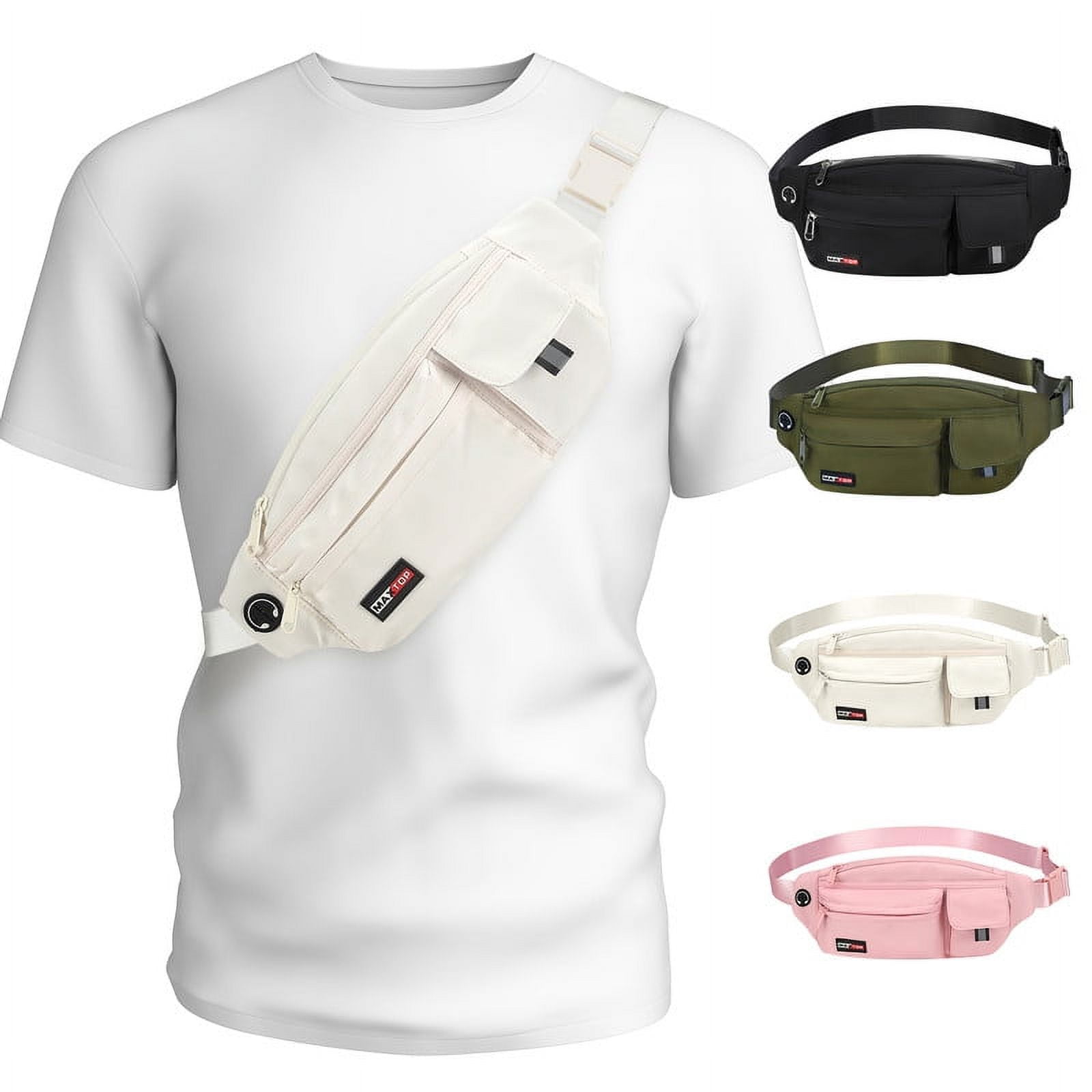 MAXTOP Waist Pack Bag with Headphone Jack and 3-Zipper Pockets ...
