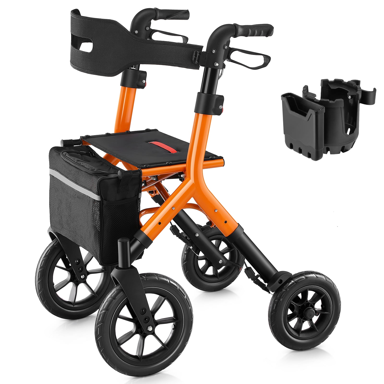 MAXWALK Rollator Walker for Tall Seniors, 12'' All Terrain Big Rubber ...