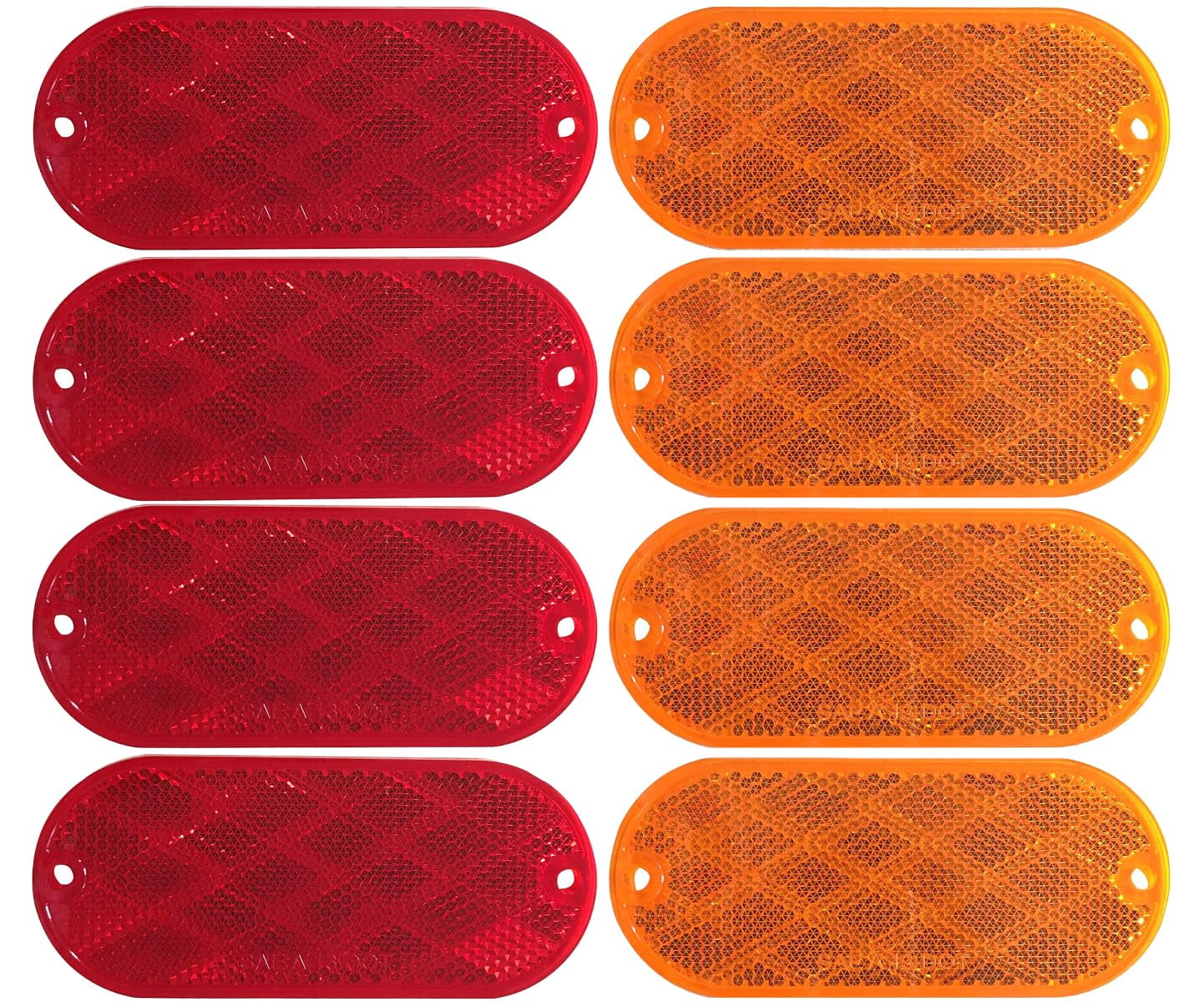 MAXXHAUL 51018 Oval Reflectors SSF20 4 Red and 4 Amber Self Adhesive or ...