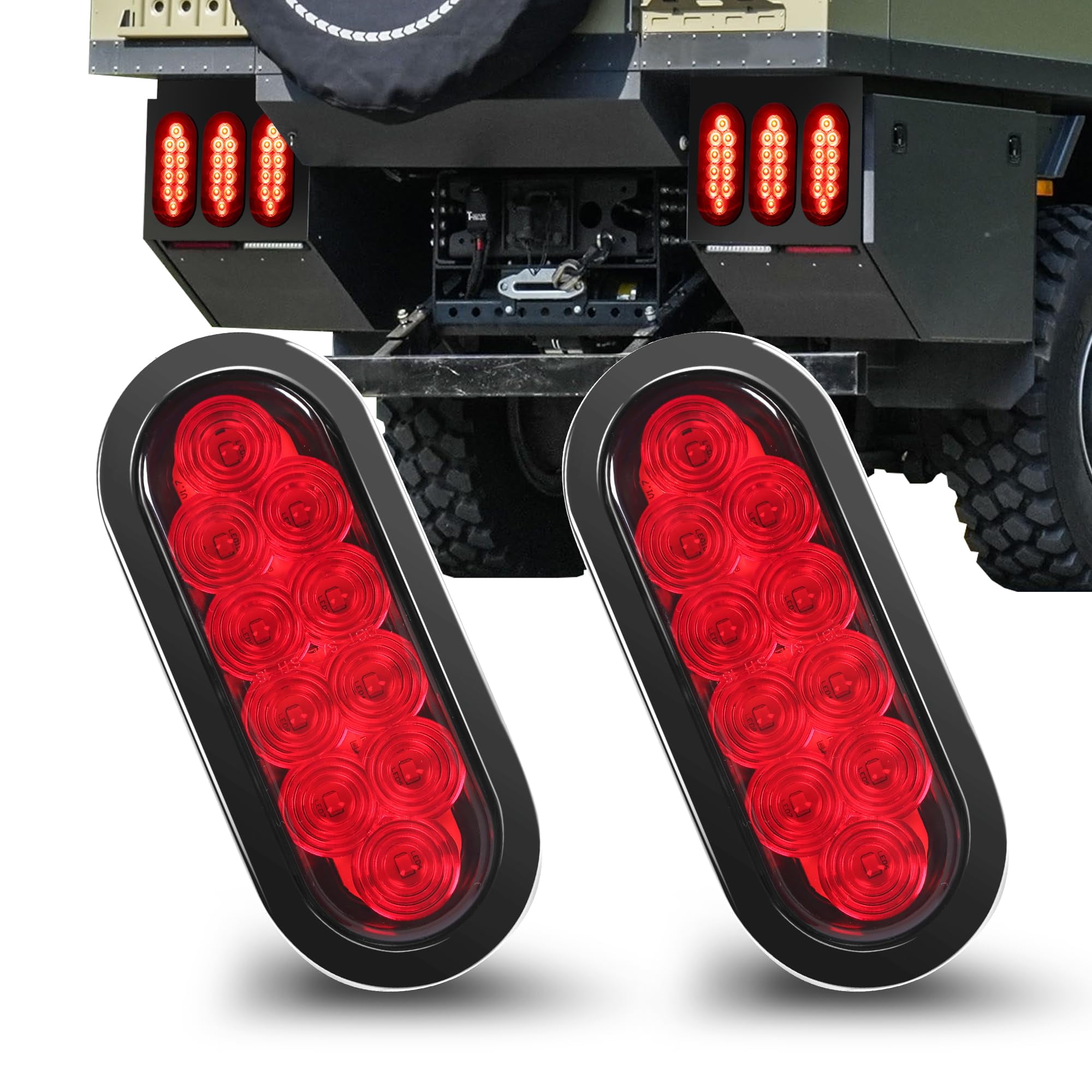 MAXXHAUL 80684 6" LED STF9 Submersible Oval LED Stop/Turn Trailer Tail ...