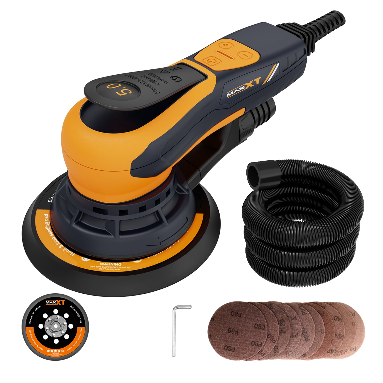 MAXXT Electric Palm Random Orbital Sander with Brushless Motor, 5&6Inch ...
