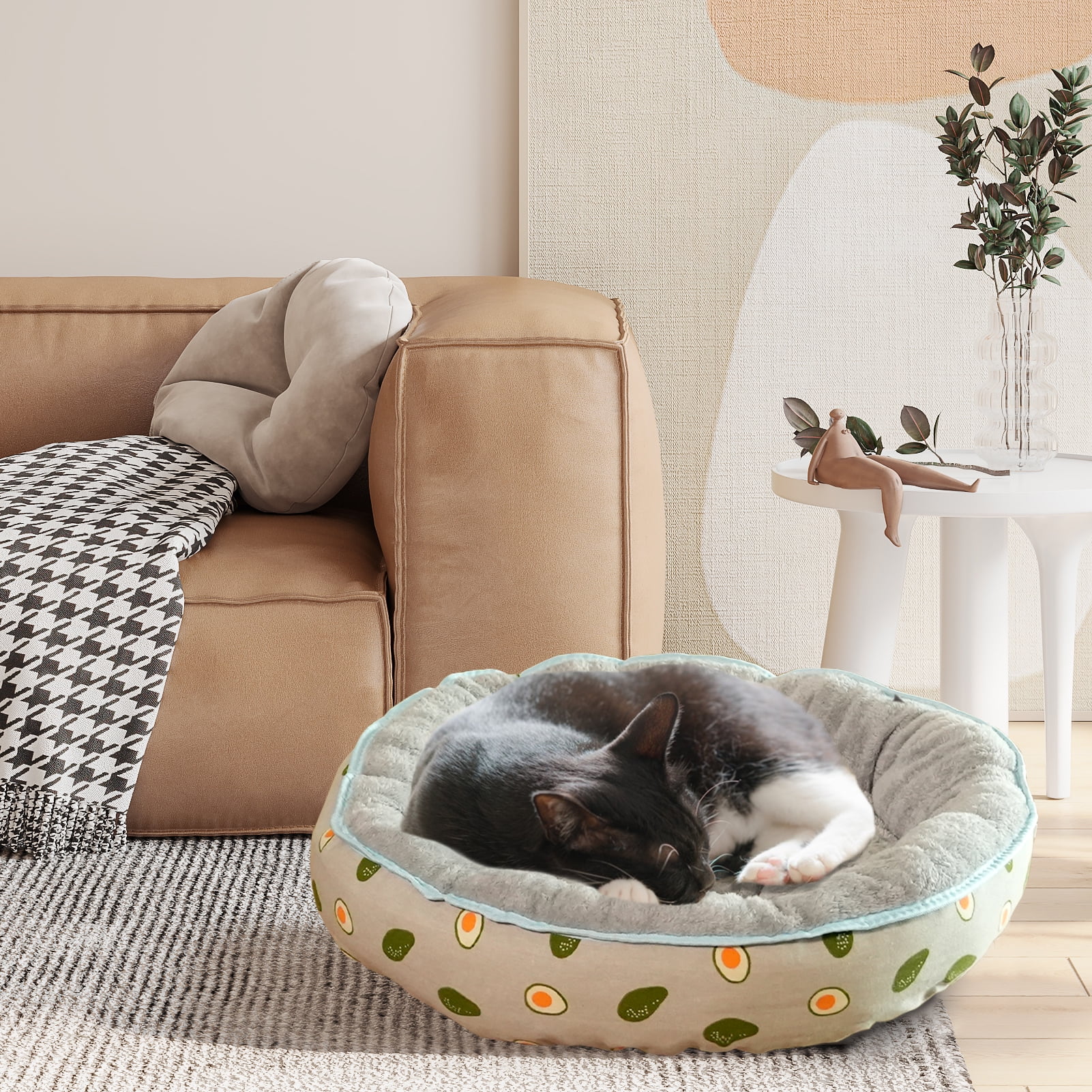 MAXYOYO Washable Soft Pet Bed, Donut Plush Round Dog & Cat Bed for ...