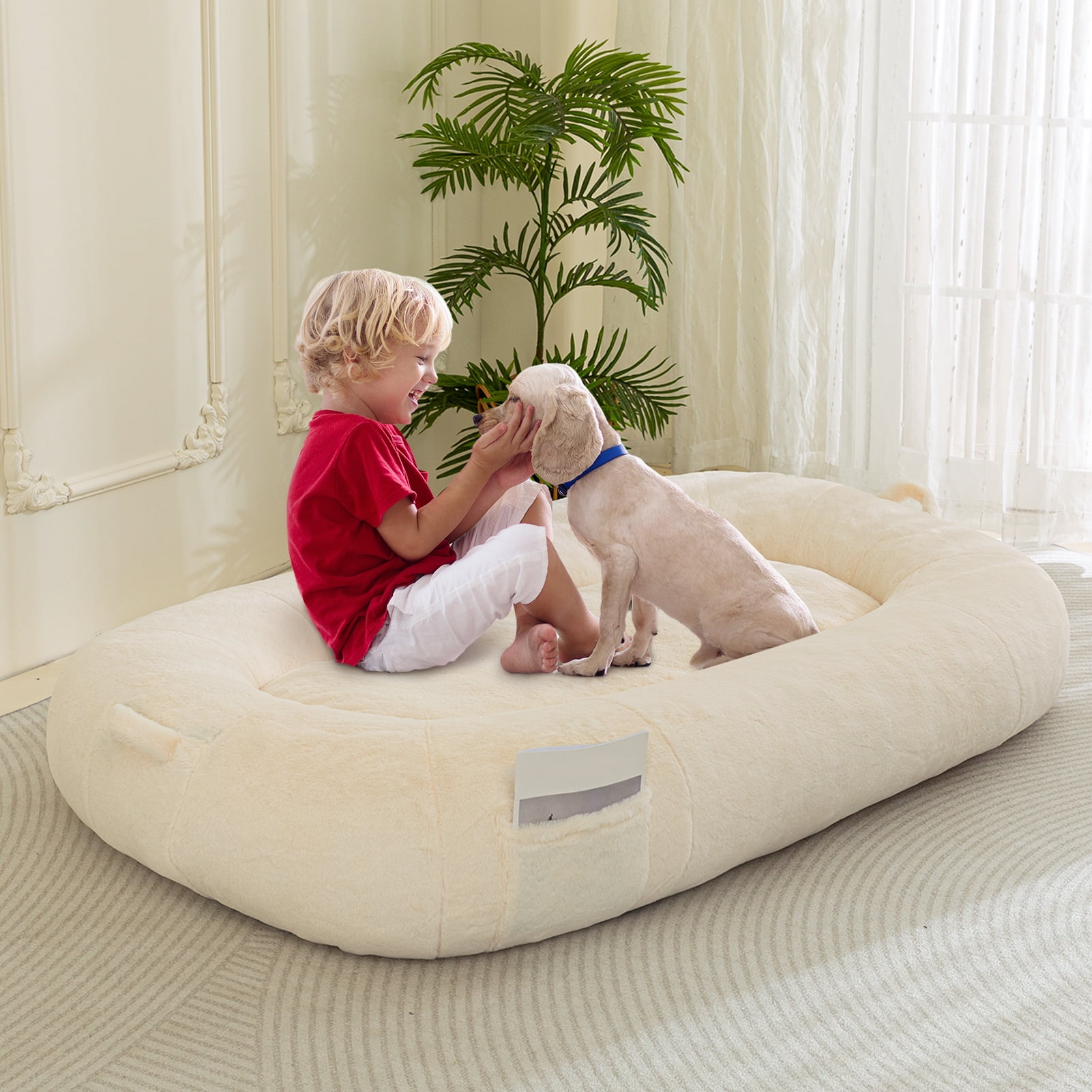 MAXYOYO Dog Bed for Human People 57"x35.4"x7.8" Comfort Faux Fur ...