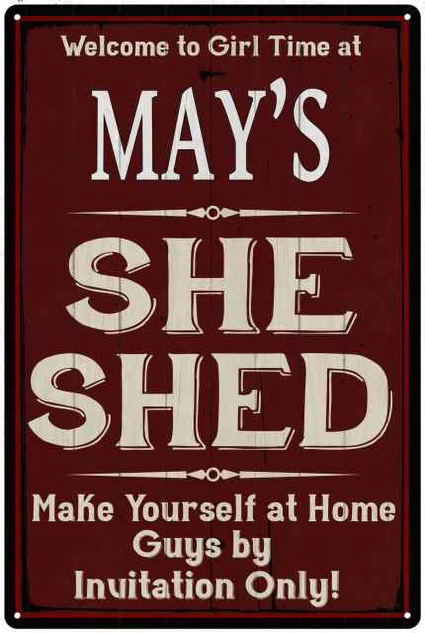 MAY'S She Shed Red Sign Gift Lady Cave 16 x 24 Matte Finish Metal ...