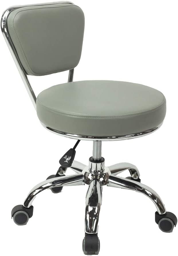 MAYAKOBA Dayton Rolling Stool with Backrest – Storm Gray Pneumatic Seat ...