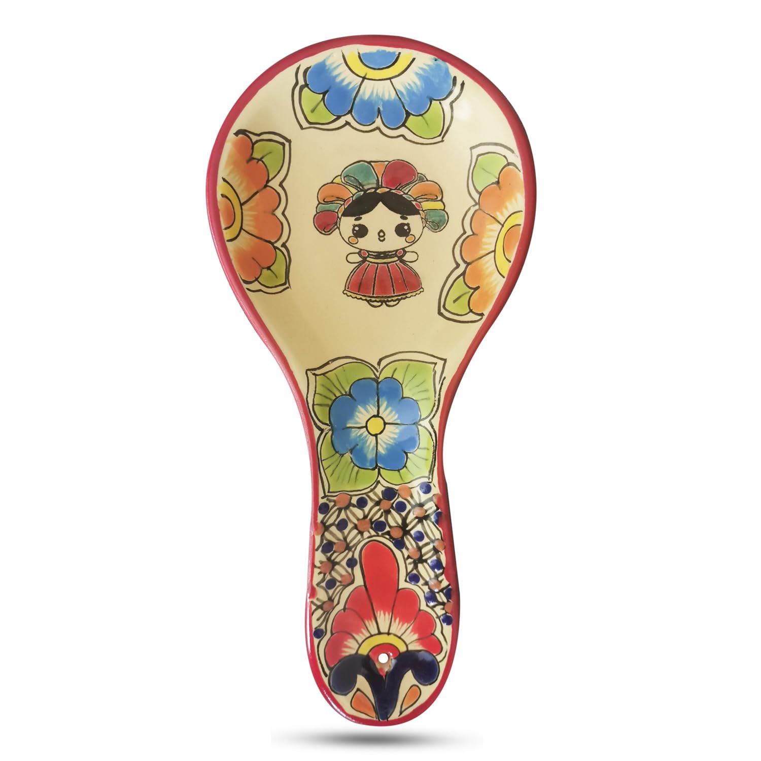 MAYANSHUL Large Talavera Ceramic Spoon Rest | Lele Doll design Hand ...