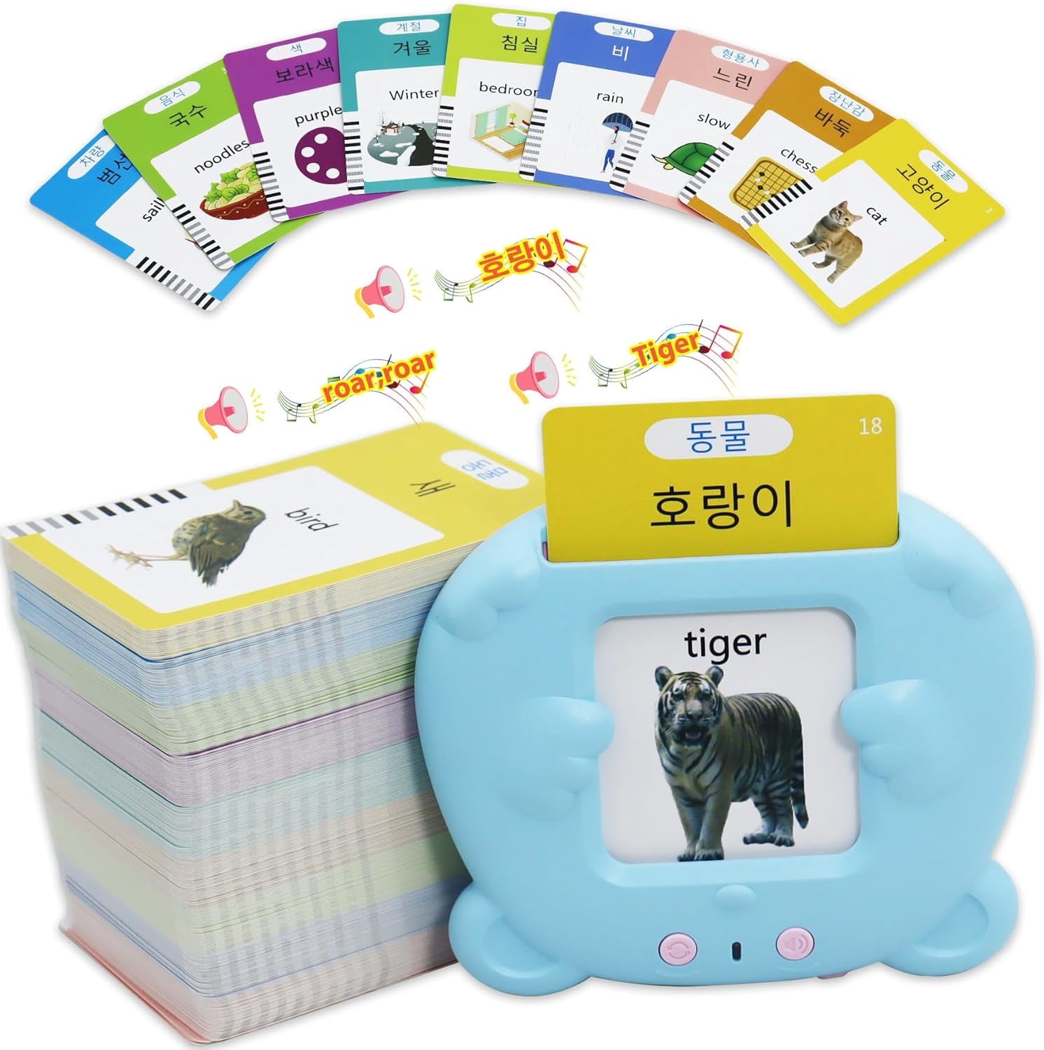 510 Words English and Korean Talking Flash Cards Bilingual, Educational ...