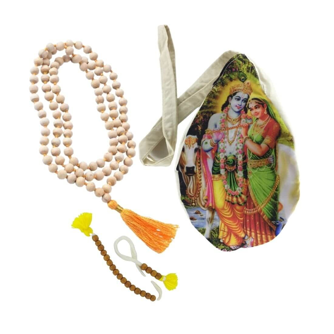 MAYAPURI Multicolor Digital Radha Krishna Printed Pure Cotton Chanting BagJapa Mala Bag with ...