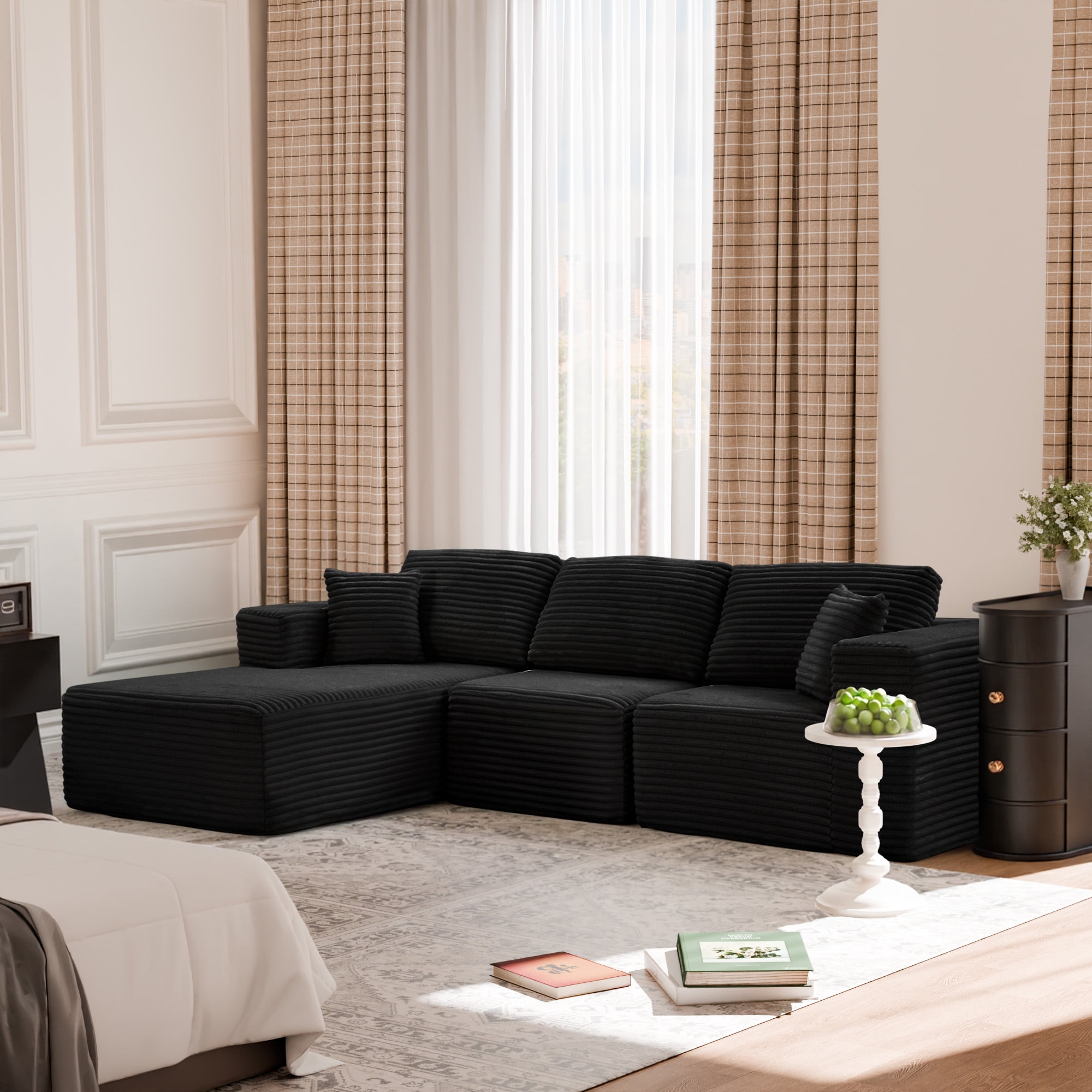 MAYEERTY 104" Cloud Sectional Sofa, Compressed Corduroy Modular ...