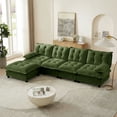 MAYEERTY 138 Inch L-Shaped Sectional Sofa with Ottoman, 4-Seater Deep ...