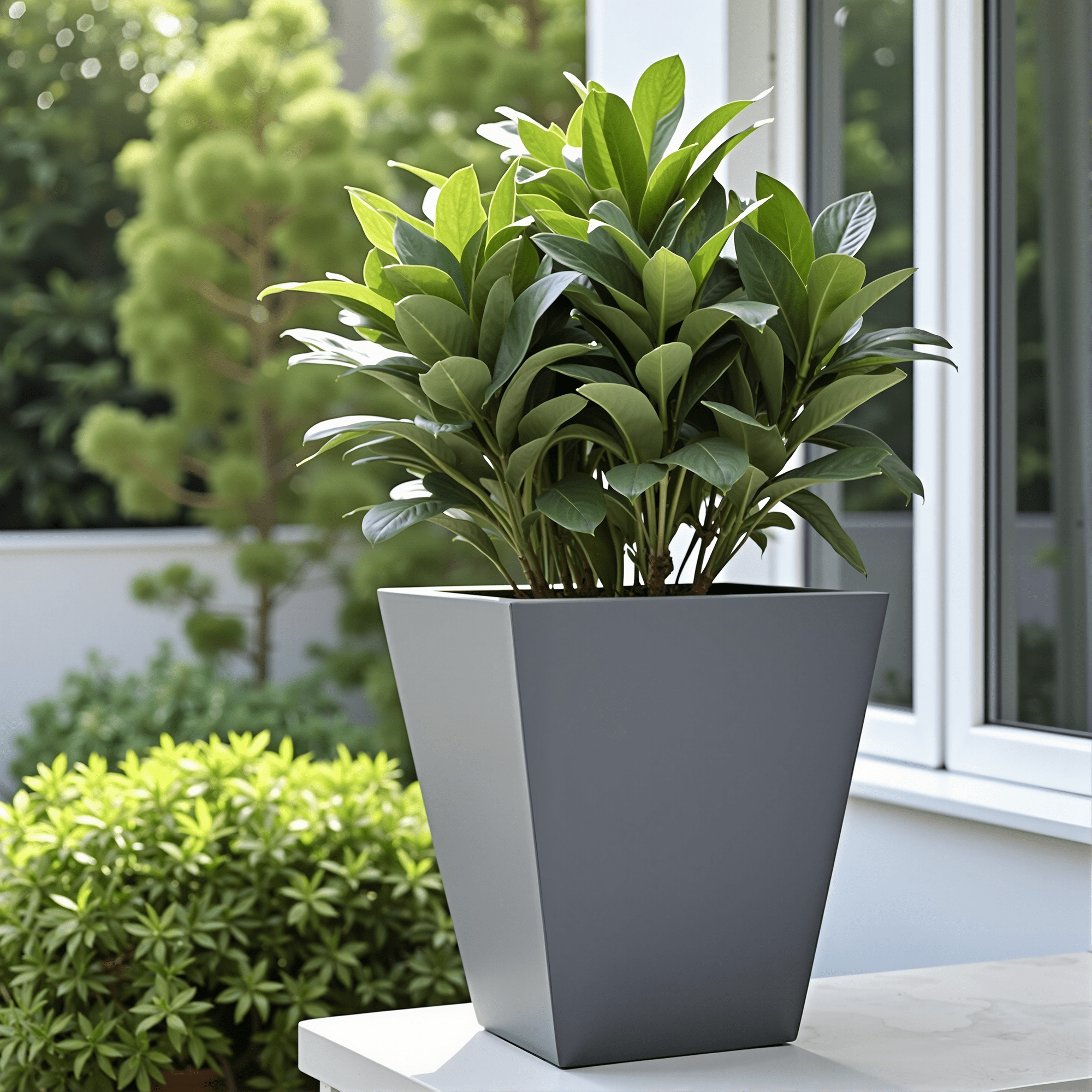 MAYEERTY 18*16*16" Gray Modern Metal Cone Planter with Drainage Hole ...