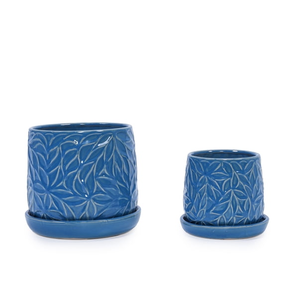 MAYEERTY 2 Pack Ceramic Planter Pot, 7" Planter for Indoor Outdoor ...