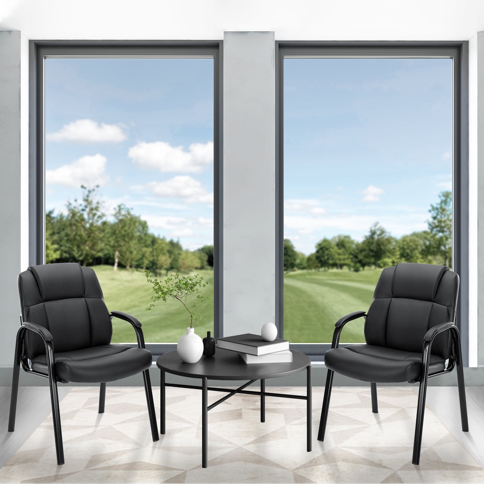 MAYEERTY 2 Pack Guest Chairs, Reception Chair with PU Leather Padded ...