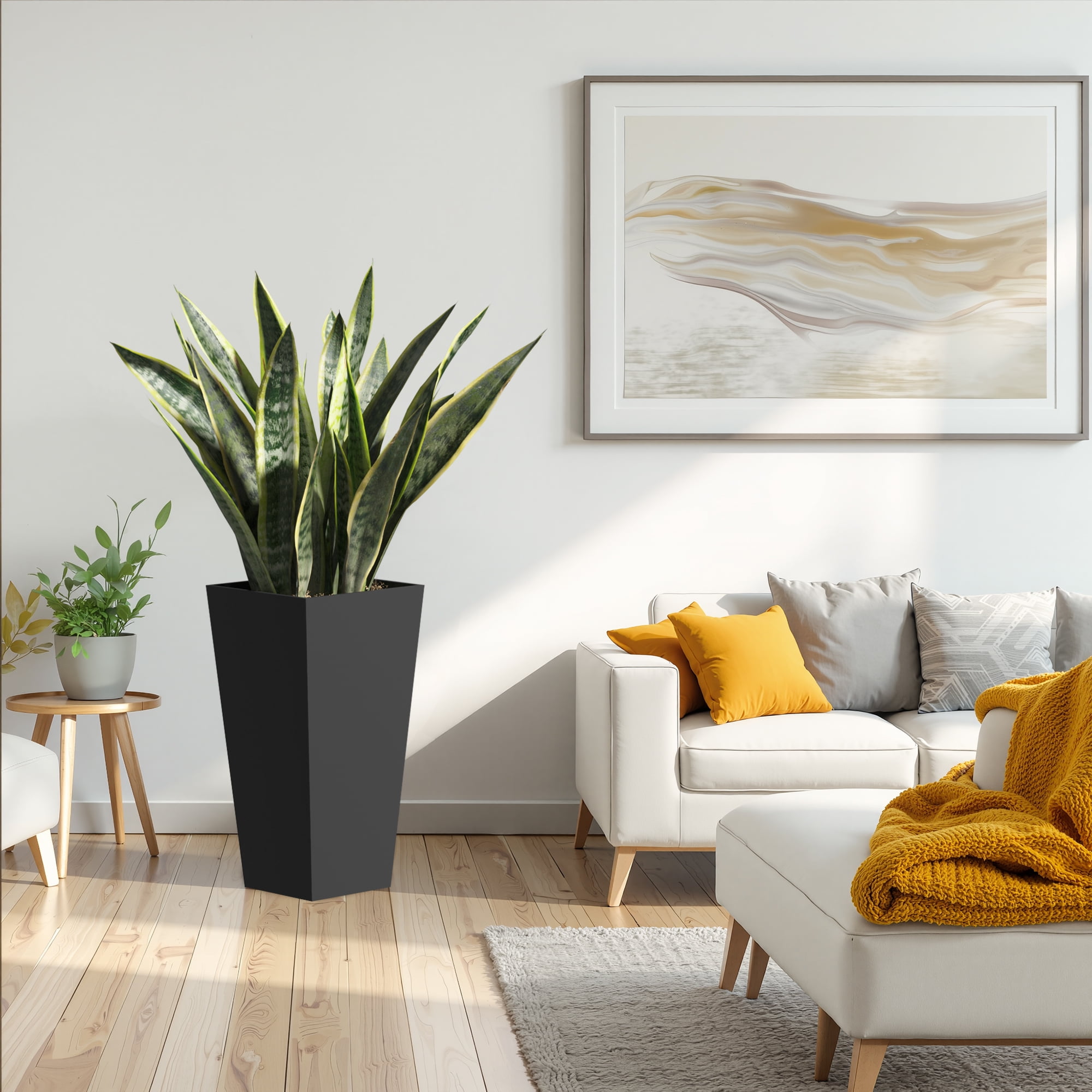 MAYEERTY 25"H Metal Tapered Plant Pot, Large Planter with Drainage Hole ...