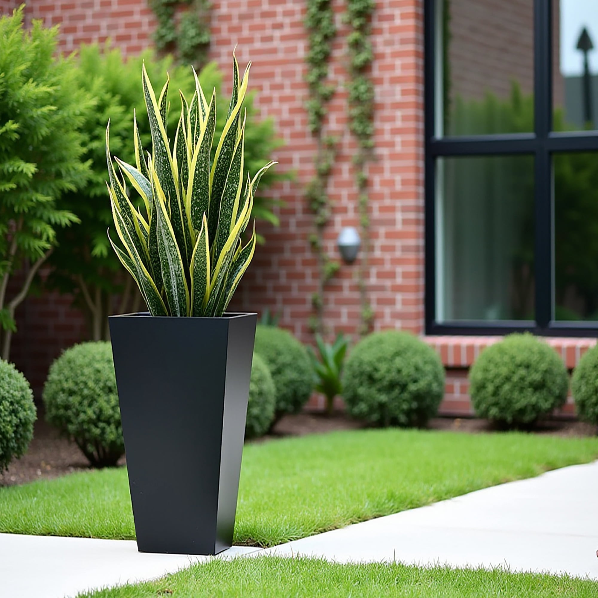 MAYEERTY 26*14*14" Black Modern Metal Cone Planter with Drainage Hole ...