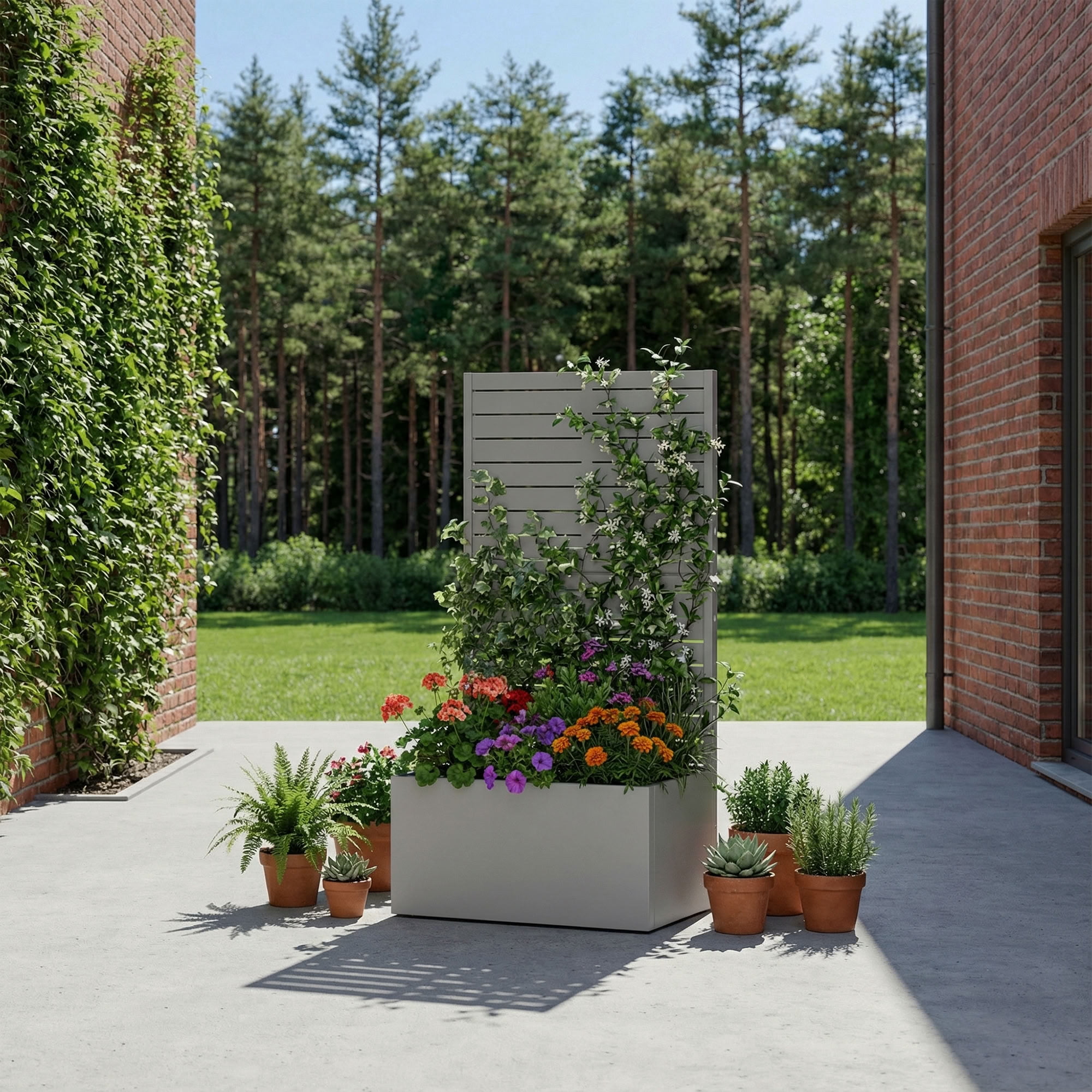 MAYEERTY 3 Panels Outdoor Metal Planter Box, Durable Weather-Resistant ...