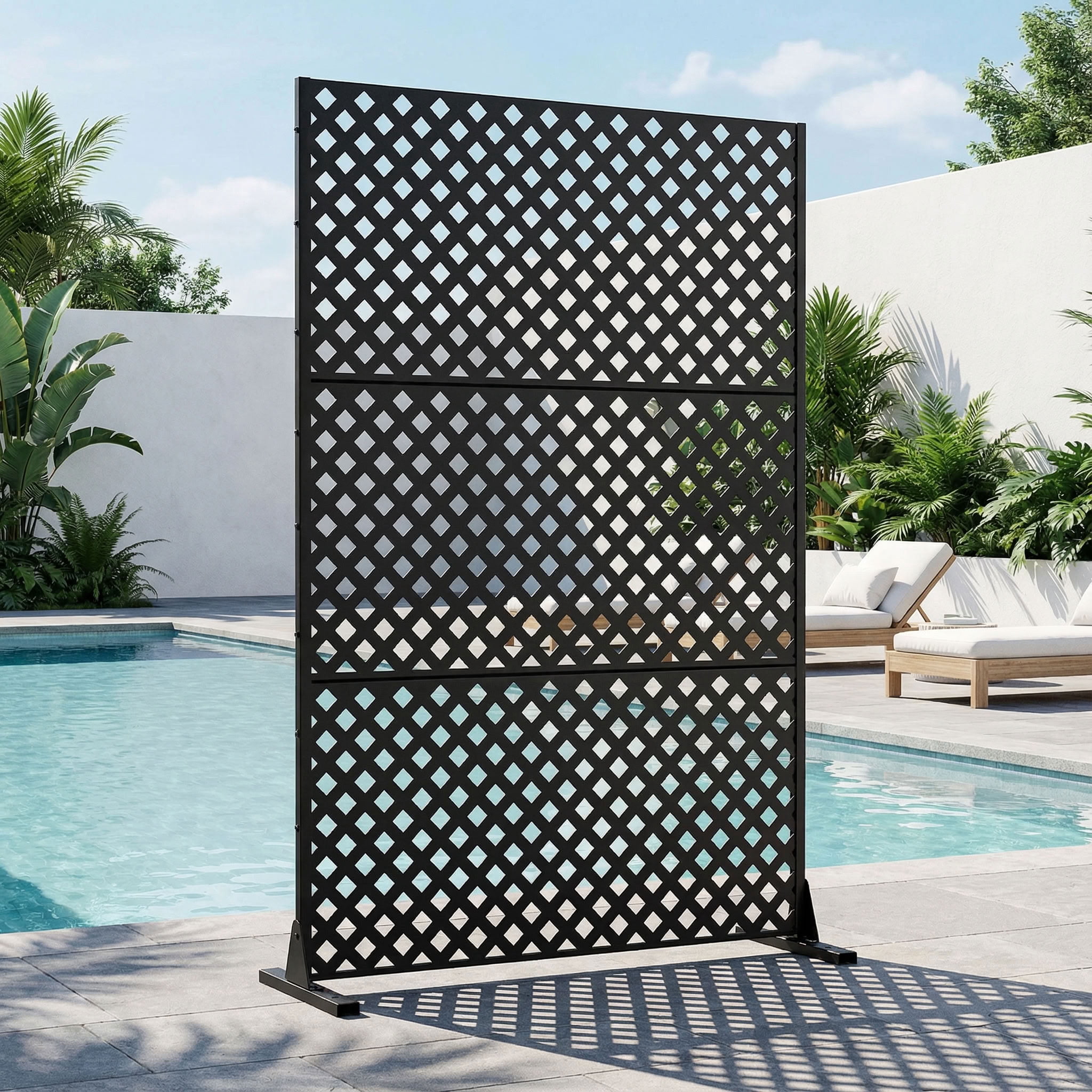 MAYEERTY 3 Panels Outdoor Privacy Screen, Metal Decorative Privacy ...