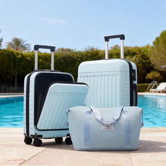 MAYEERTY 3-Piece Luggage Set: Front Opening 20" with USB Port+ ...