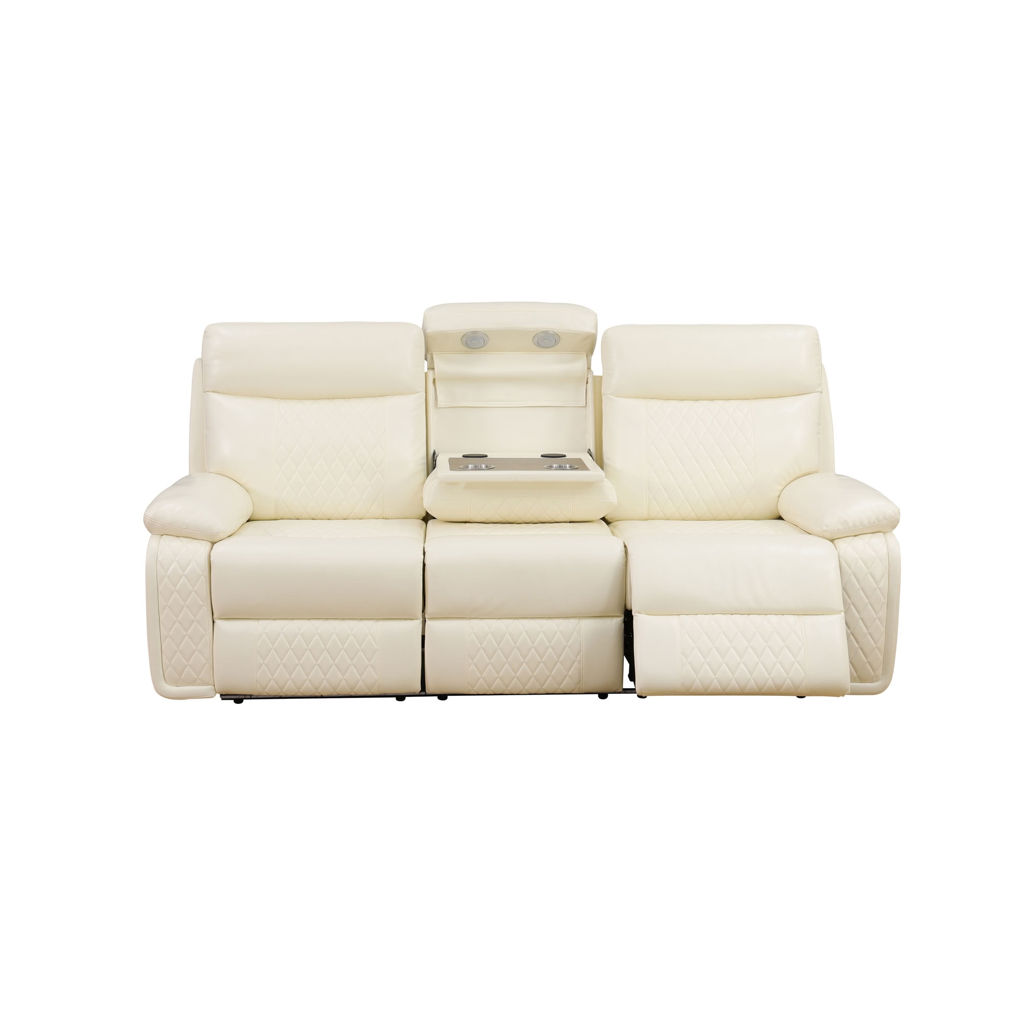 MAYEERTY 3-Seater Recliner Sofa, Semi PU Leather with Reversible Coffee ...