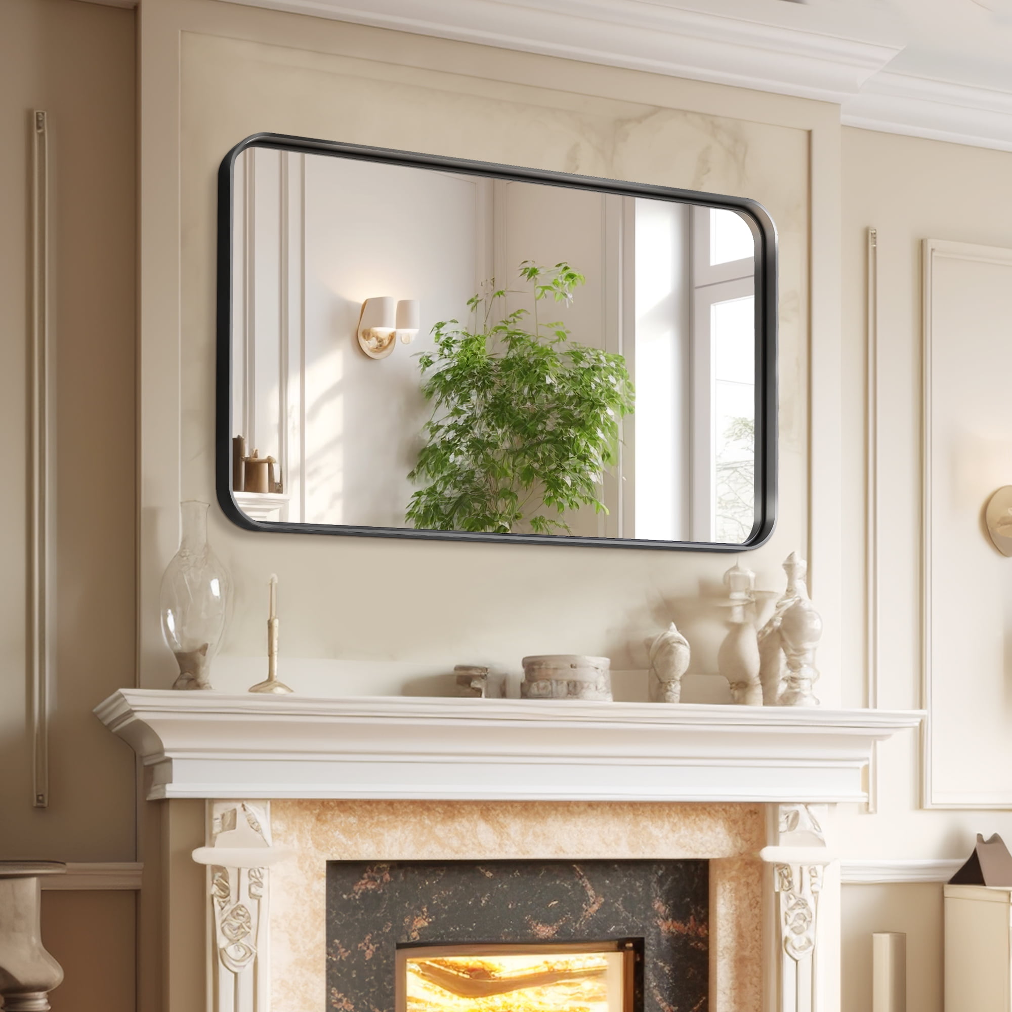 32"x22" Aluminum Alloy Rounded Corners Rectangular Lacquered Black ...