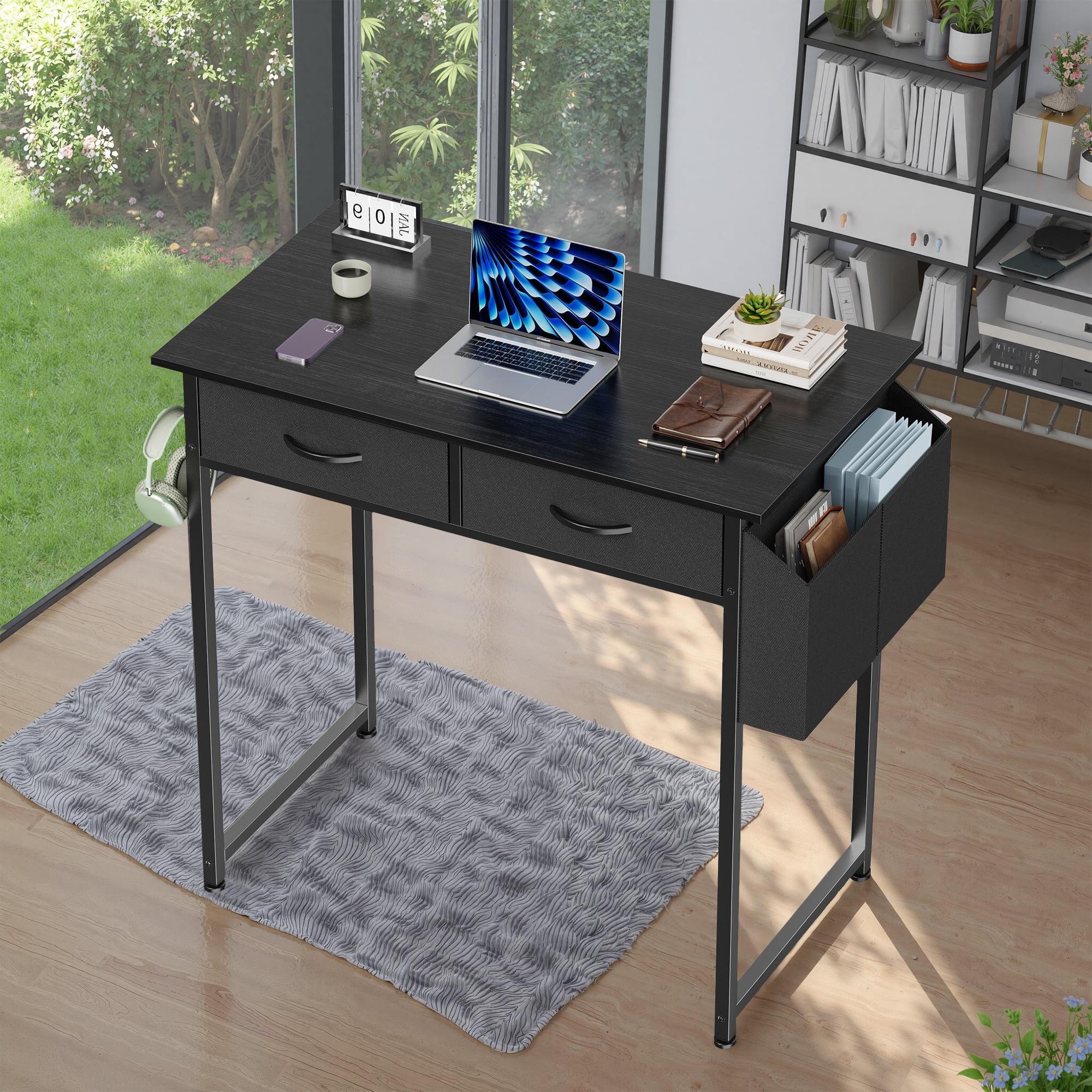 MAYEERTY 32in Adjustable Small Computer Desk, Metal Writing Study Table ...