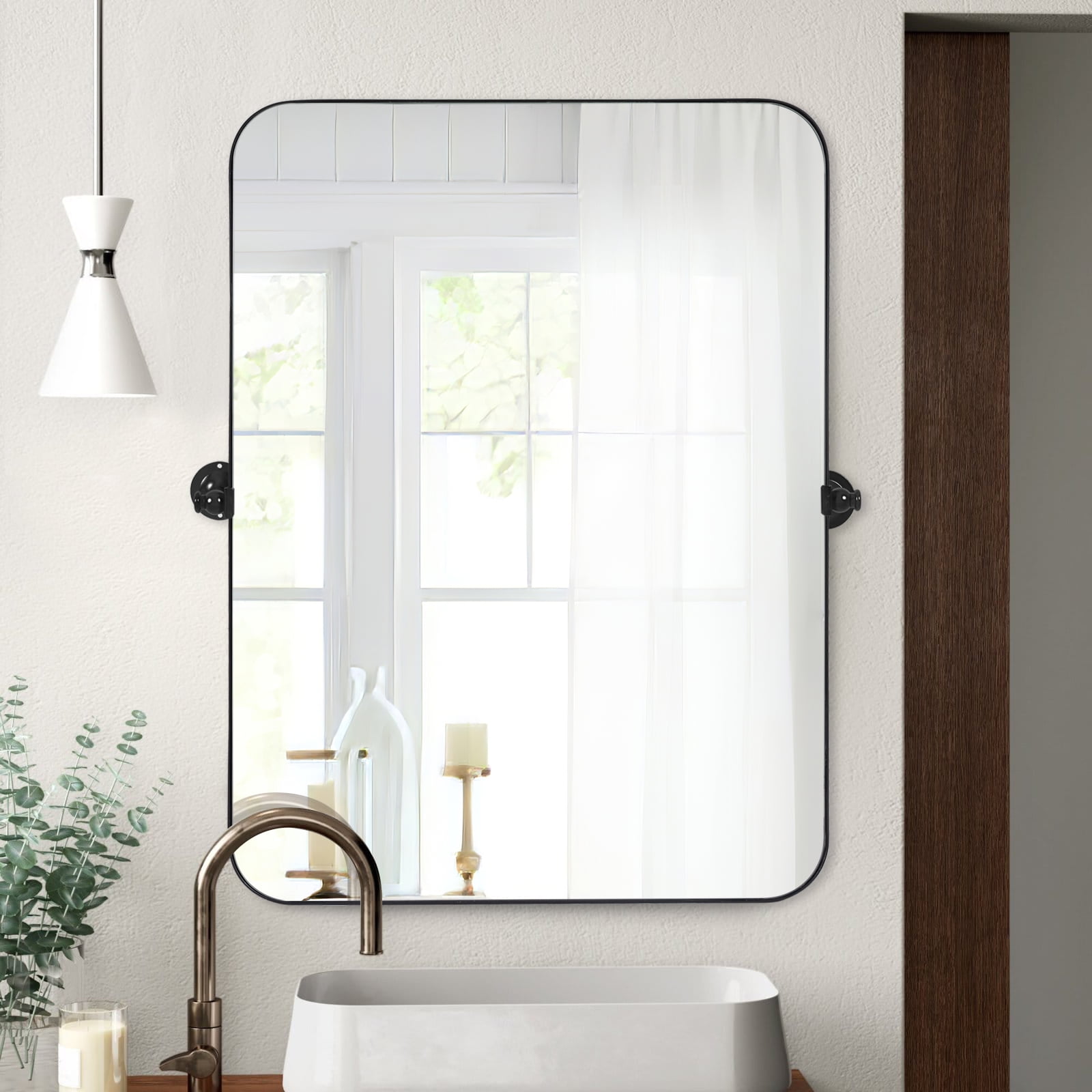 MAYEERTY 36"x24" Black Rectangle Framed Matte Mirror - Walmart Business ...