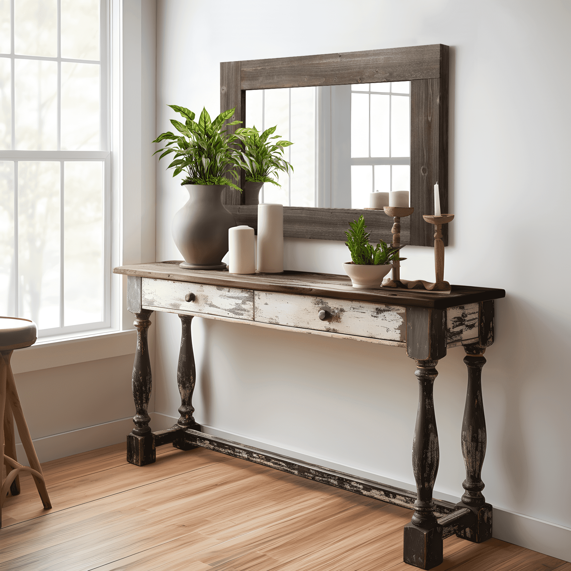 MAYEERTY 36x24 Solid Wood Wide Edge Hollow Right-Angle Rectangle Aged ...