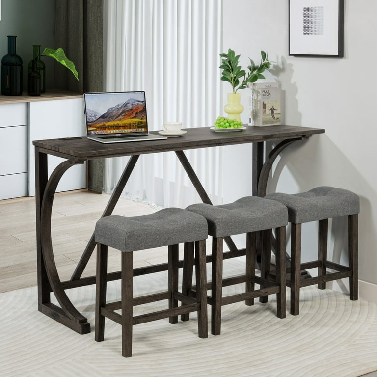 MAYEERTY 4-Piece Bar Table Set with USB Port – Space-Saving Counter ...