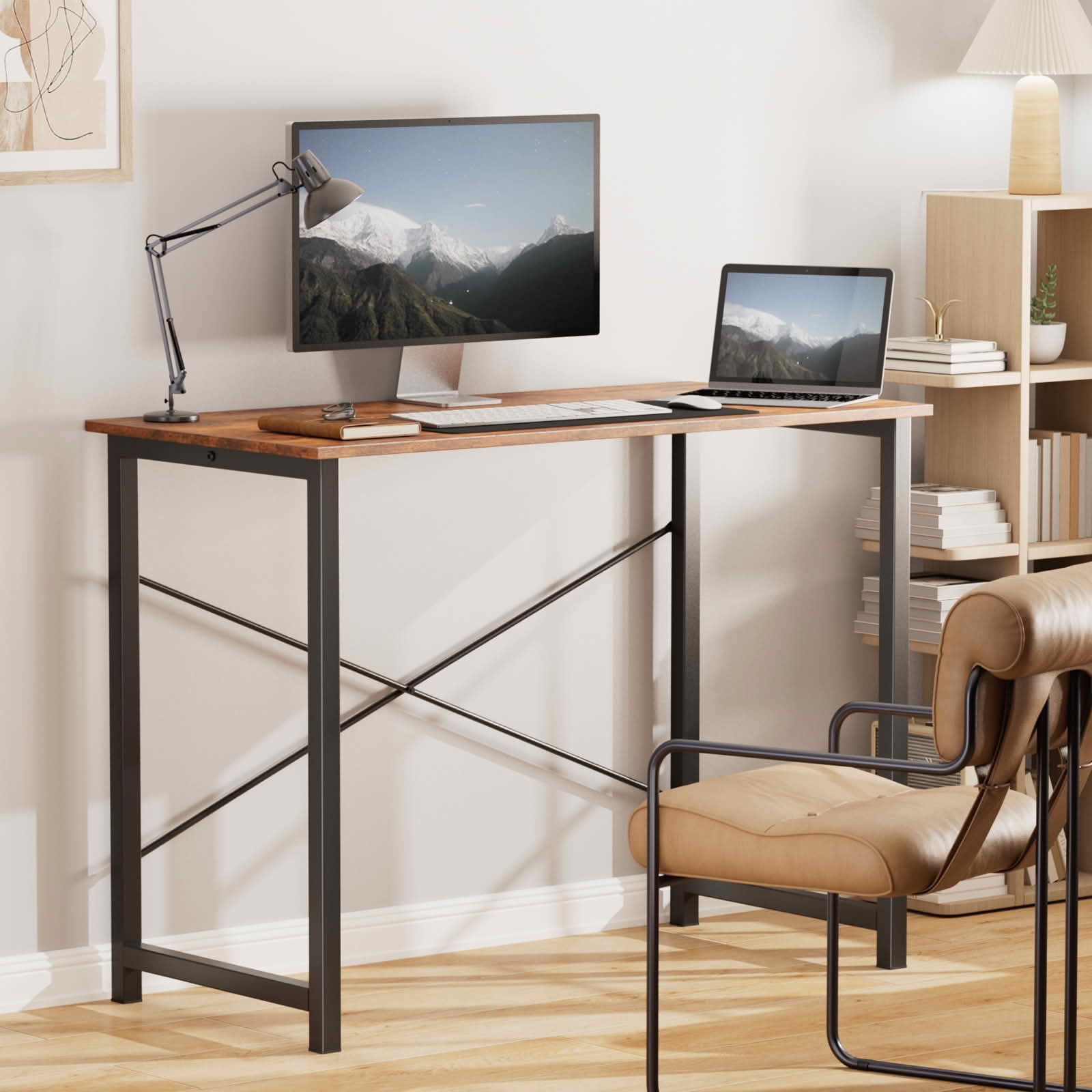 MAYEERTY 40in Home Office Computer Desk, Simple Style X-Shaped ...