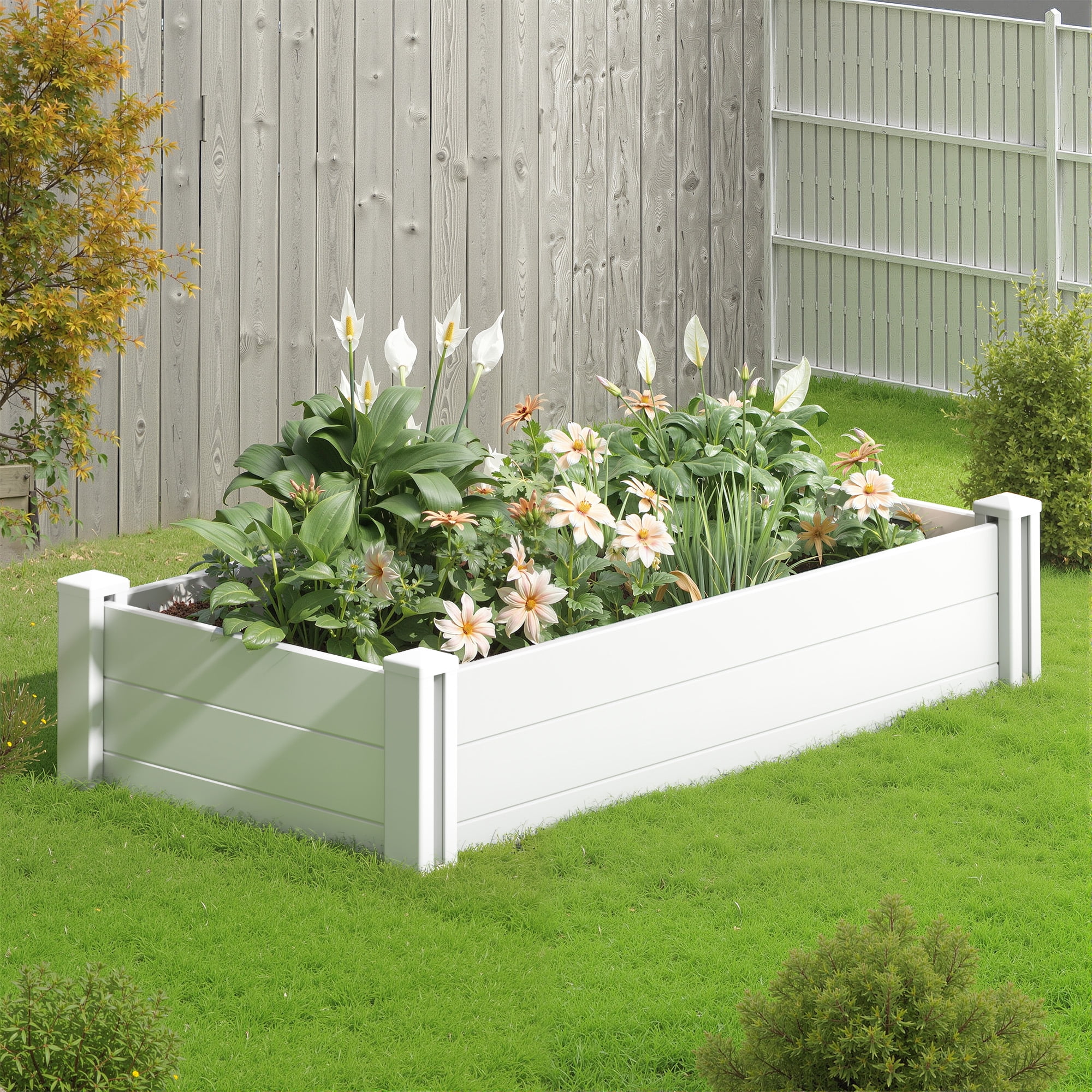 MAYEERTY 47×24 Wide Base for Stability White PVC Rectangular Fence ...